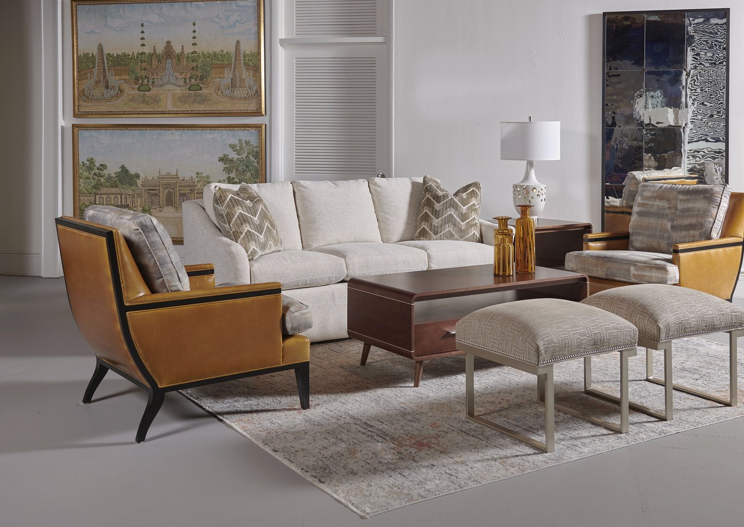 Our House Designs Living Room Roll Arm Sofa with Waterfall Skirt 304-84 ...