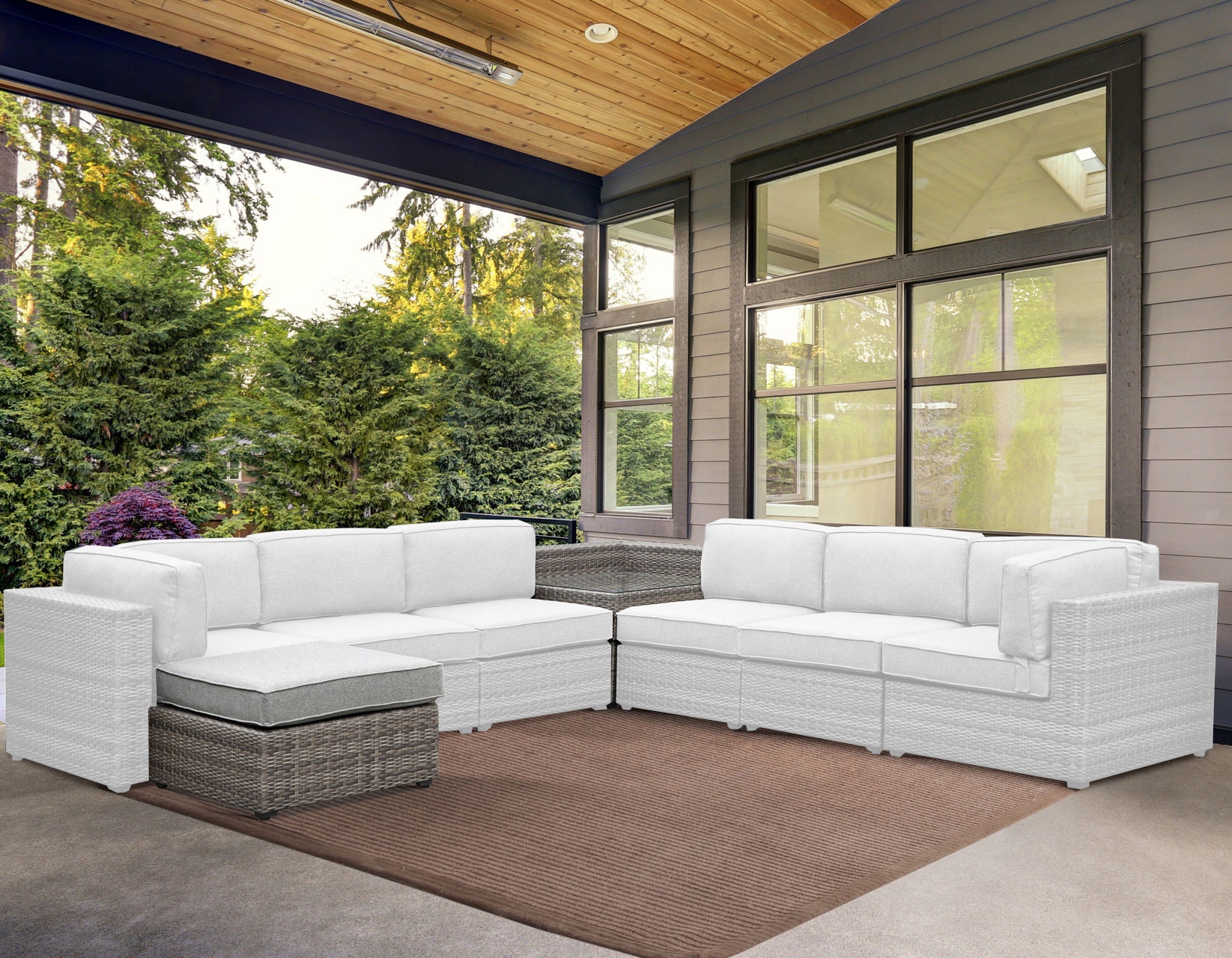 Steve Silver Outdoor Furniture Resin Wicker Side Table and Ottoman ...