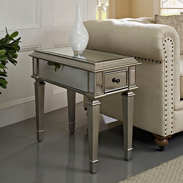 Powell Furniture Living Room Silver Mirrored Side Table 233 685 Claussens Furniture Lakeland