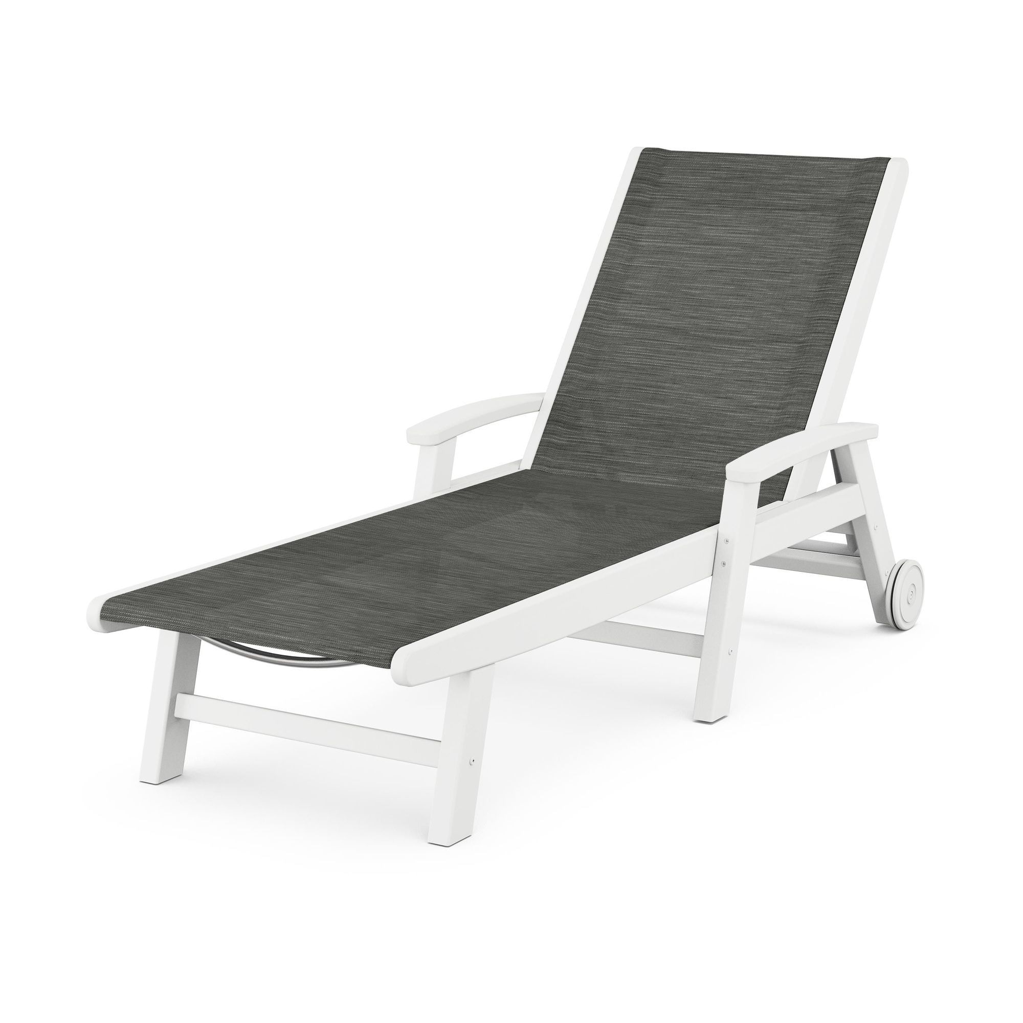 POLYWOOD Outdoor Furniture Coastal Chaise With Wheels SW2290 WH915 Silk Greenery Home Store St