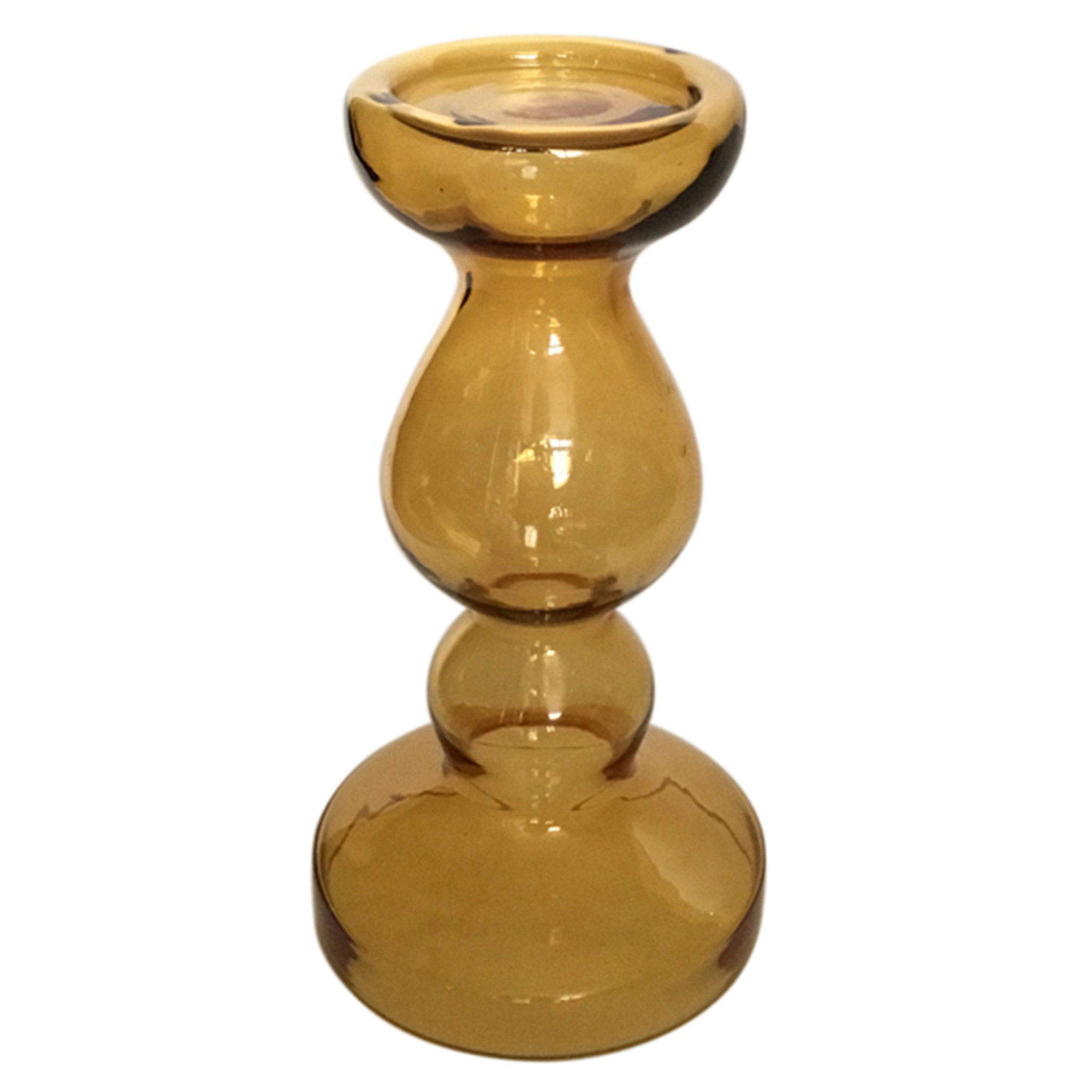 Crestview Home Accents Miramar Medium Amber Blown Glass Pillar Candle ...
