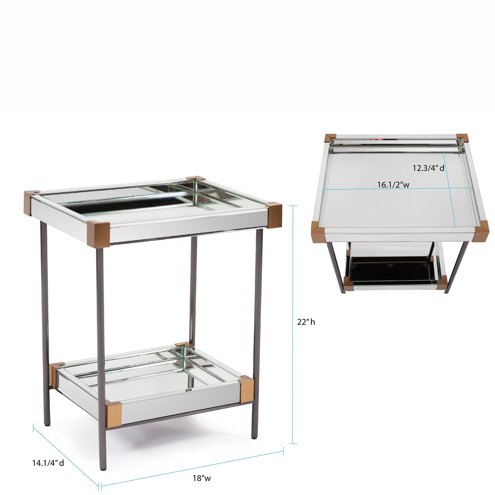 Howard Elliott Living Room Elaine Mirrored Side Table 48150 - Carol ...