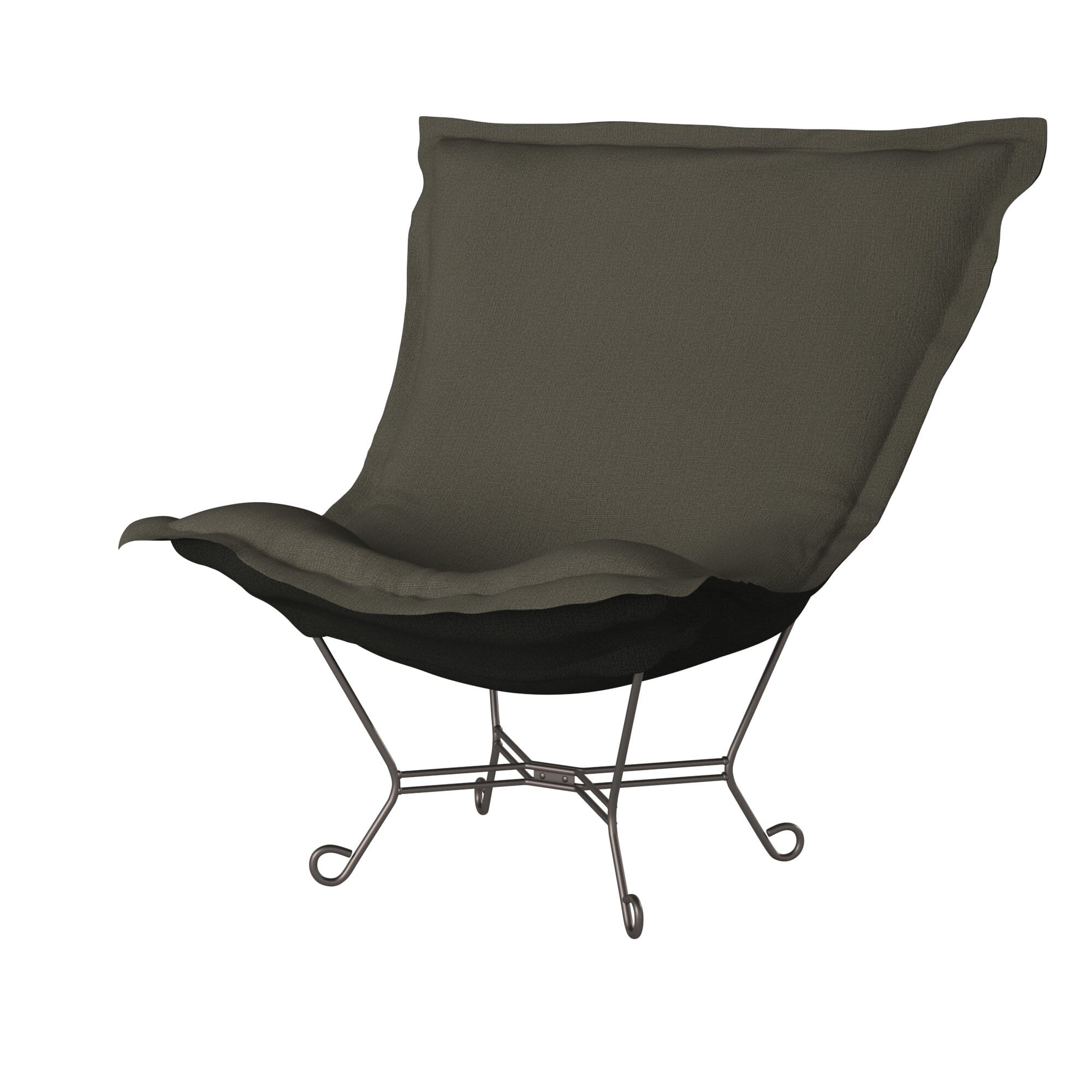 Howard Elliott Living Room Scroll Puff Chair Textured Solid Sterling ...