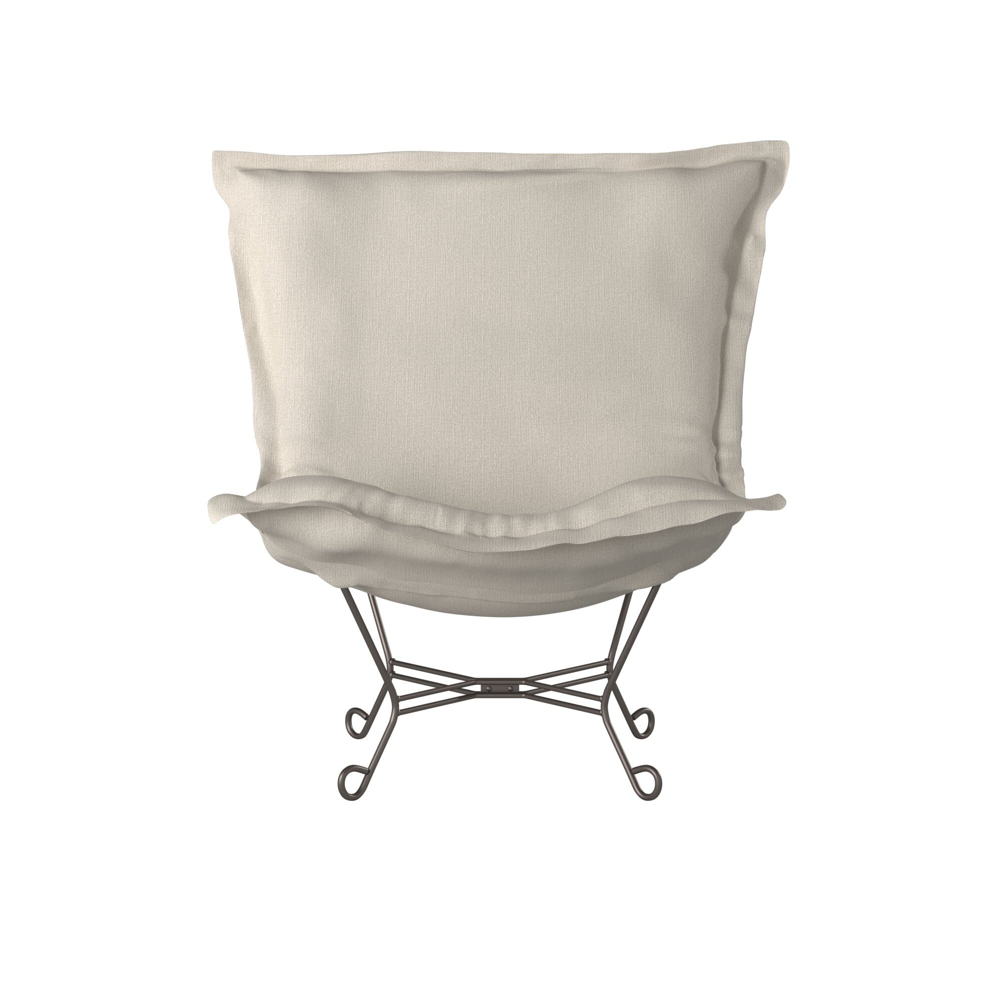 Howard Elliott Living Room Scroll Puff Chair Textured Solid Sterling ...