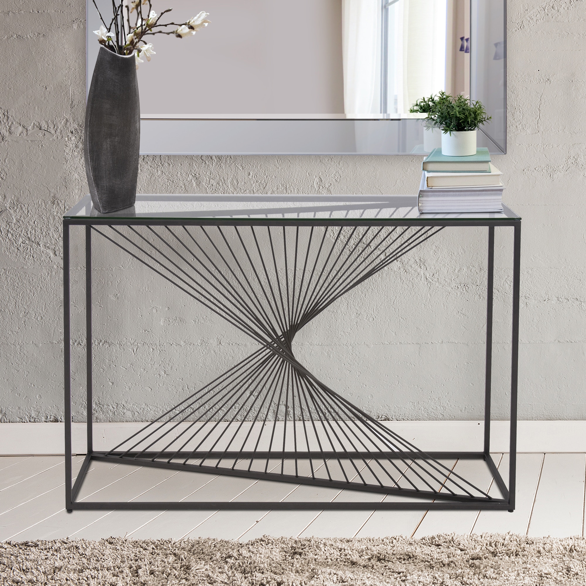 Howard Elliott Living Room Optical Twist Console Table 19153 | Hickory Furniture Mart | Hickory, NC
