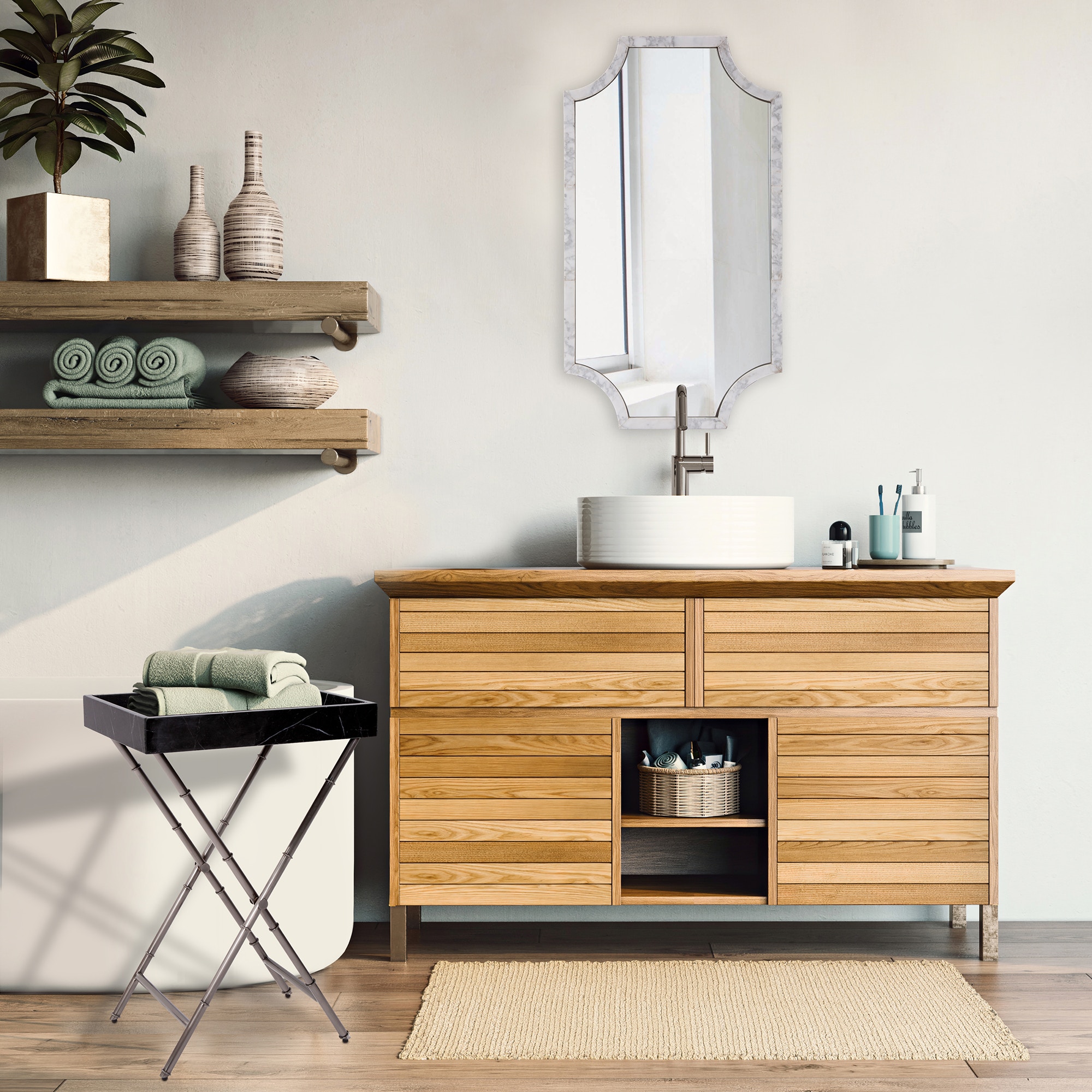 Howard Elliott Mirrors Makrana Marble Scalloped Mirror 48149 - Carol ...