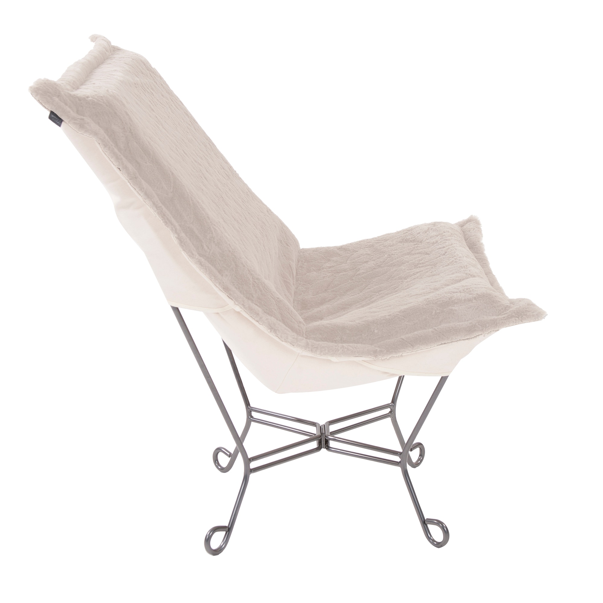 Howard Elliott Living Room Scroll Puff Chair Angora Natural 500-1092 ...