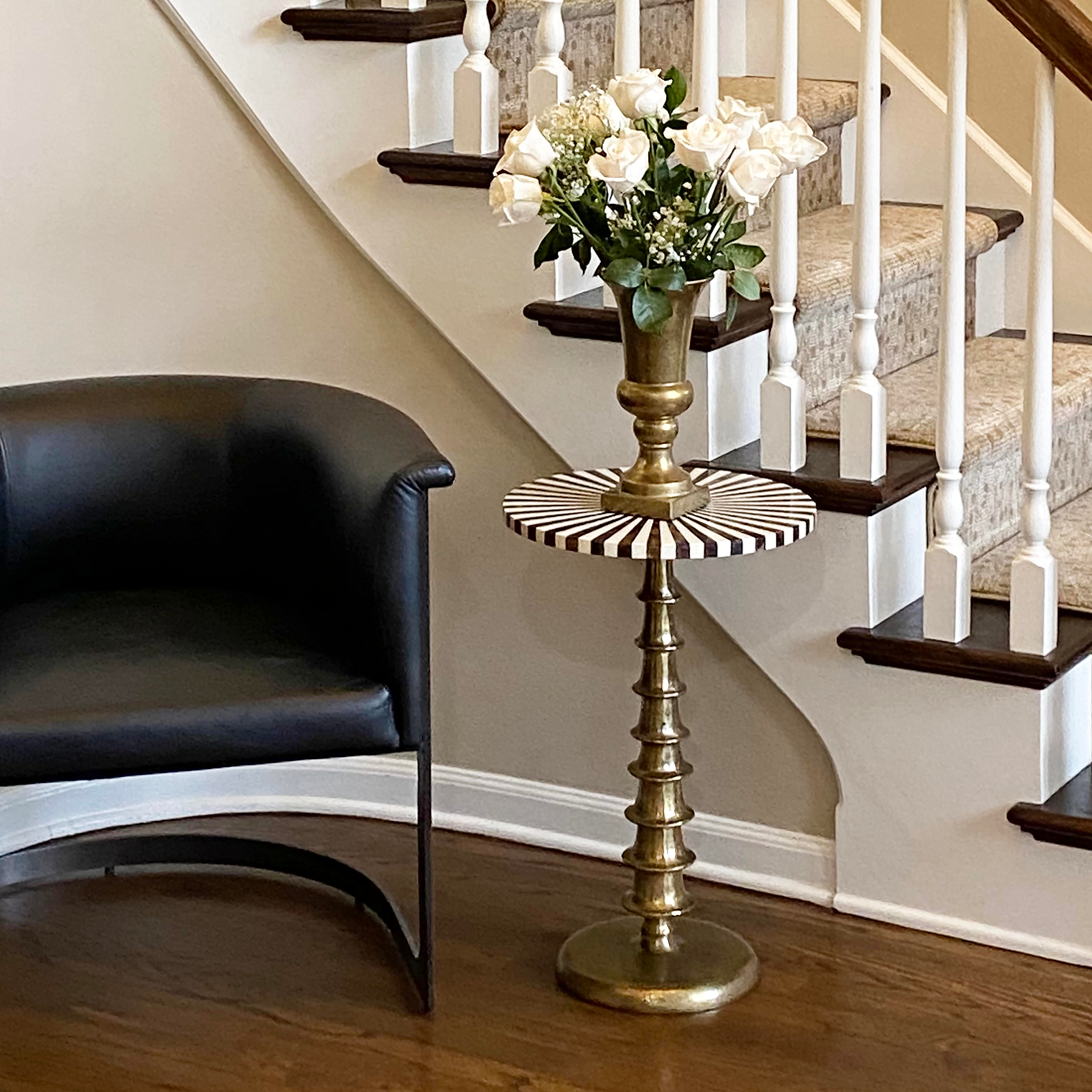 Howard Elliott Living Room Antique Brass with Bone Top Martini Table ...