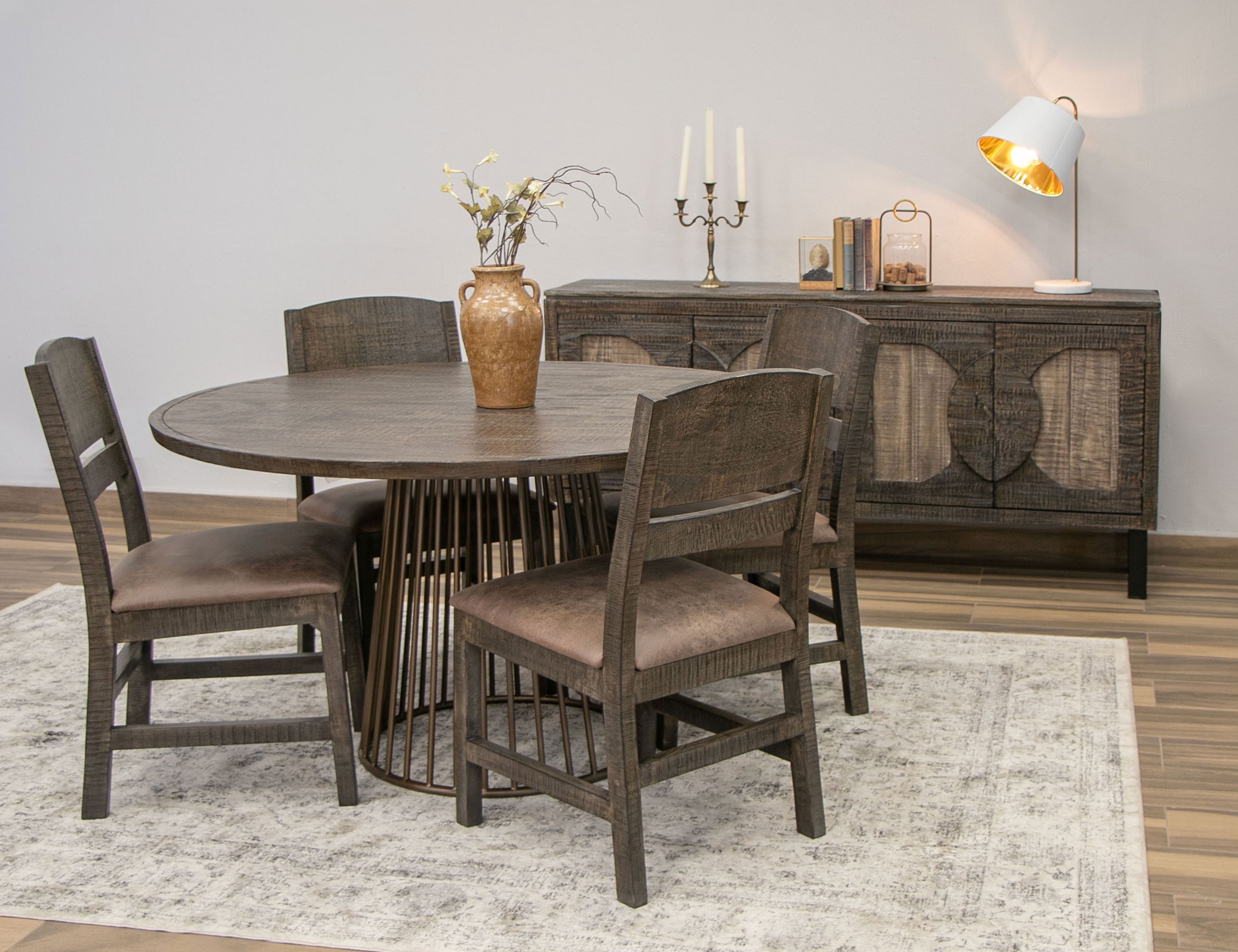 International Furniture Direct Round Iron Table IFD5801RNDBA - Salt ...