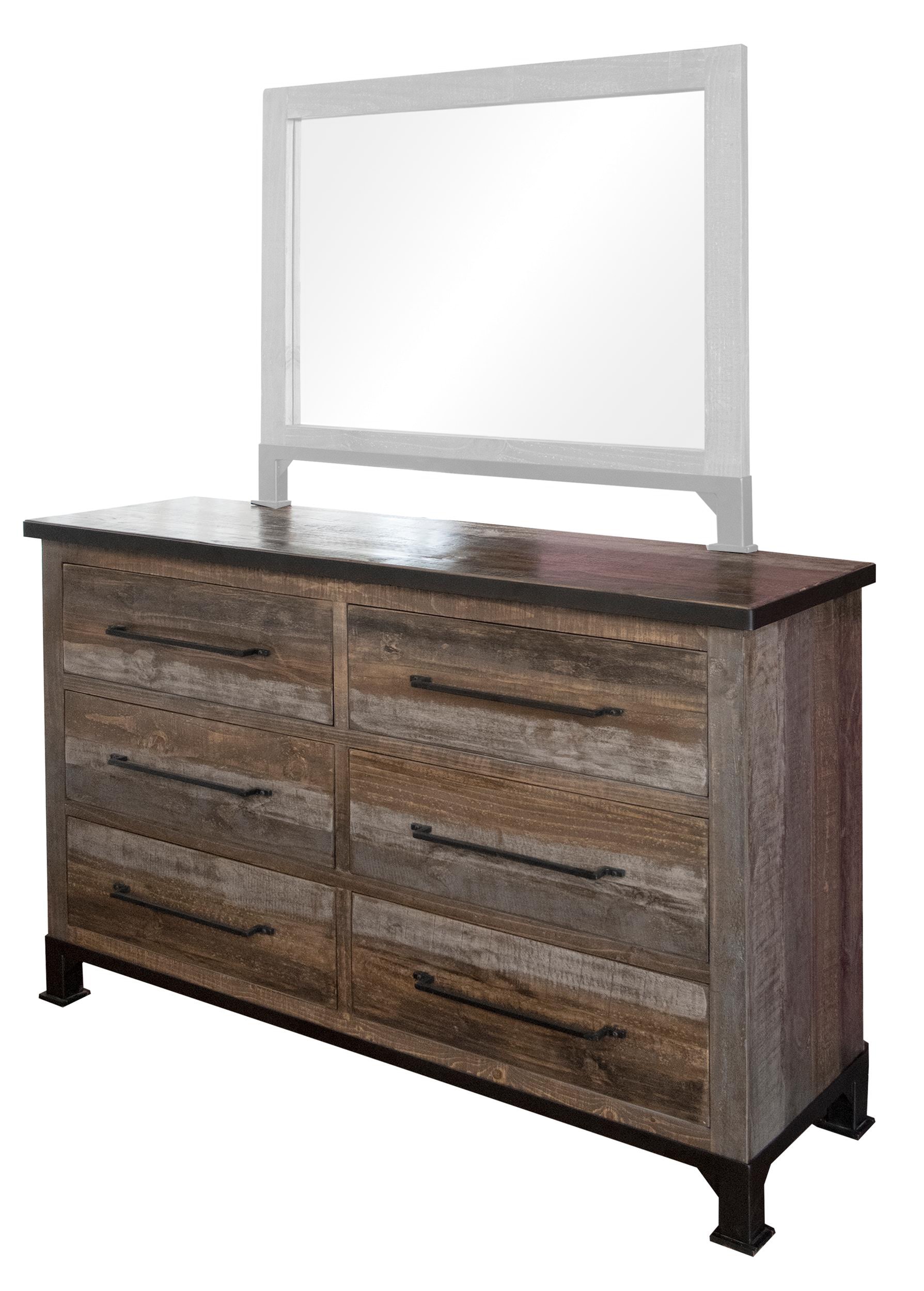 International Furniture Direct Antique Gray IFD9771DSR 6 Drawer Dresser