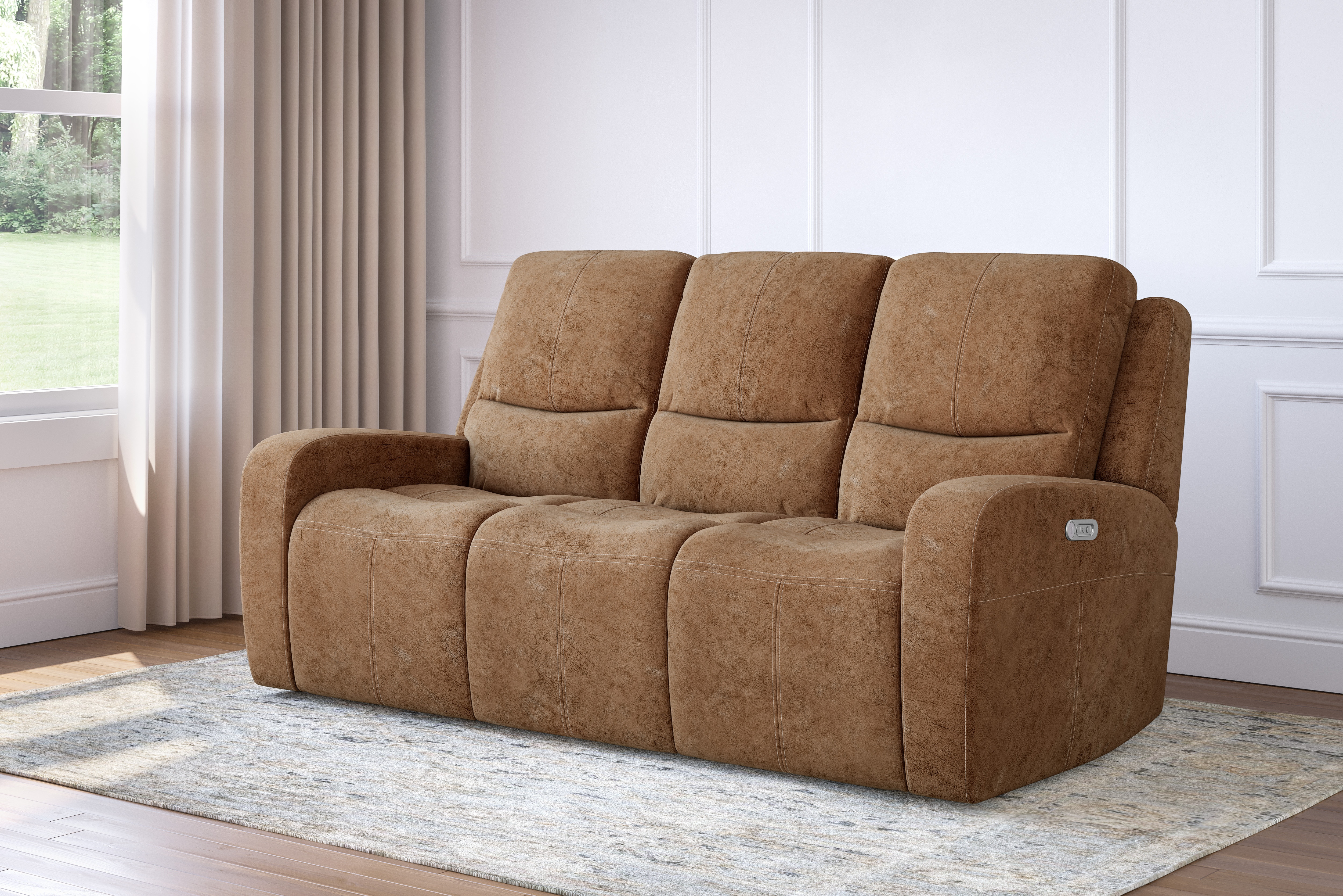 Flexsteel Living Room Power Reclining Sofa with Power Headrests 1039 ...