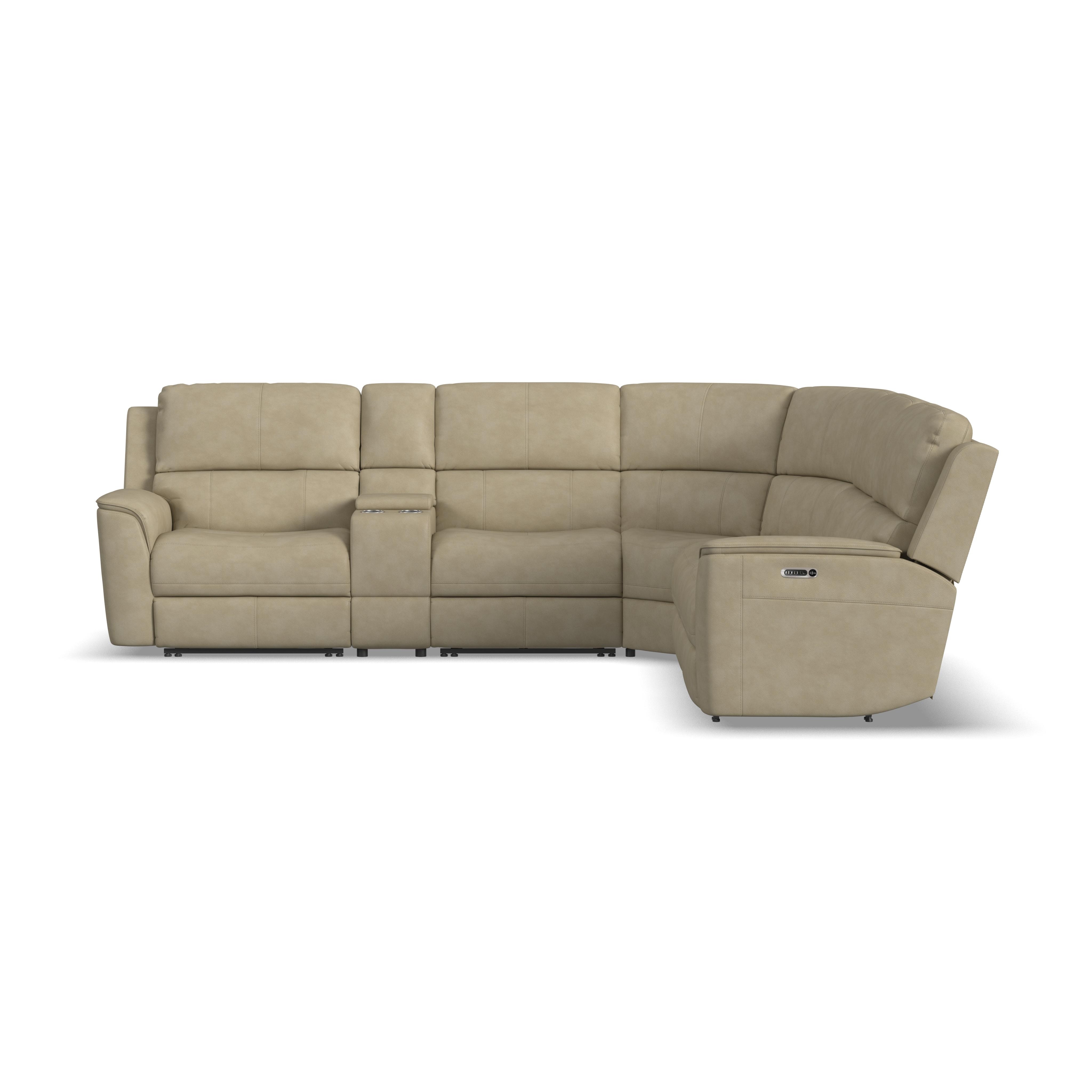 Flexsteel Living Room Power Reclining Sectional with Power Headrests ...