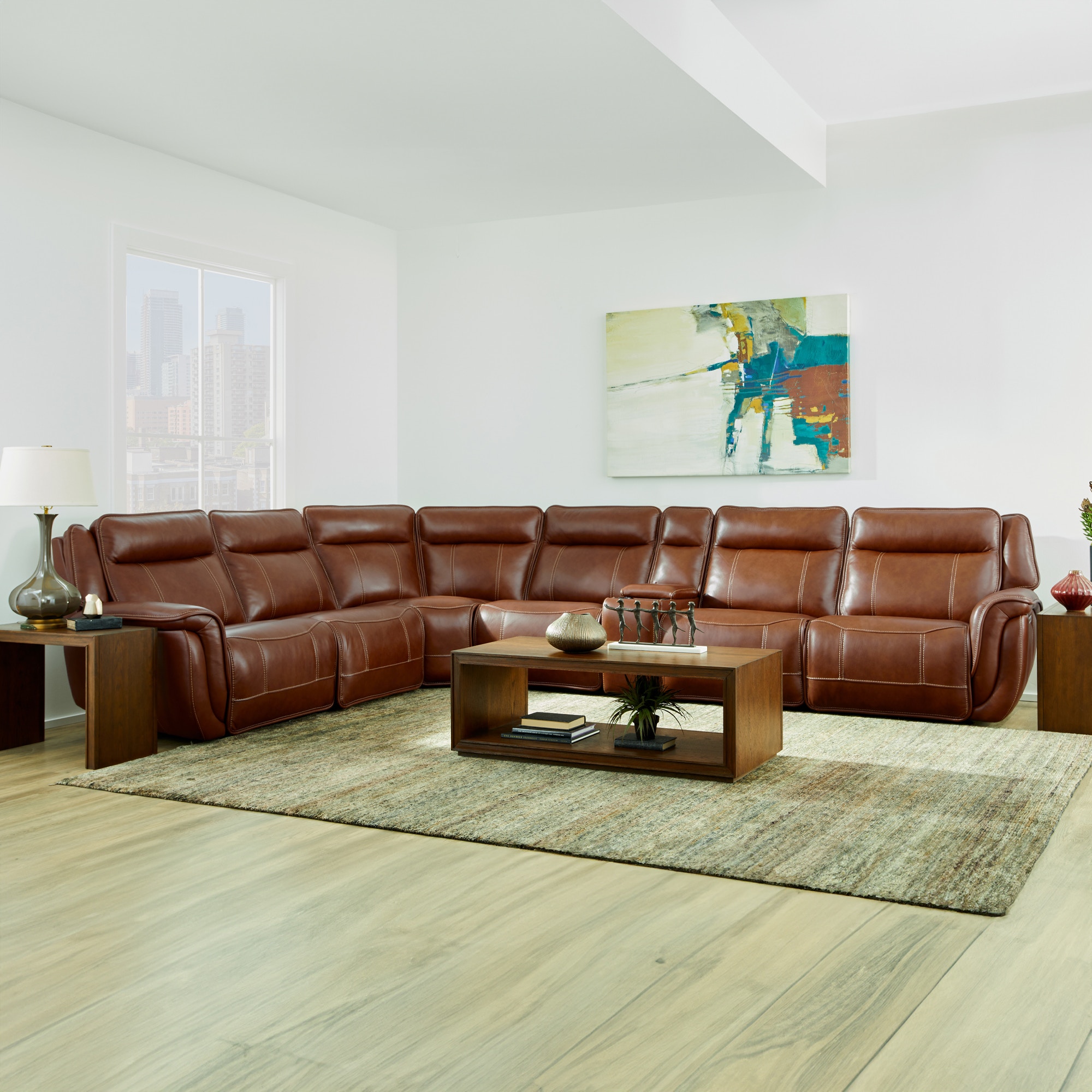 Flexsteel Living Room Power Reclining Sectional with Power Headrests ...