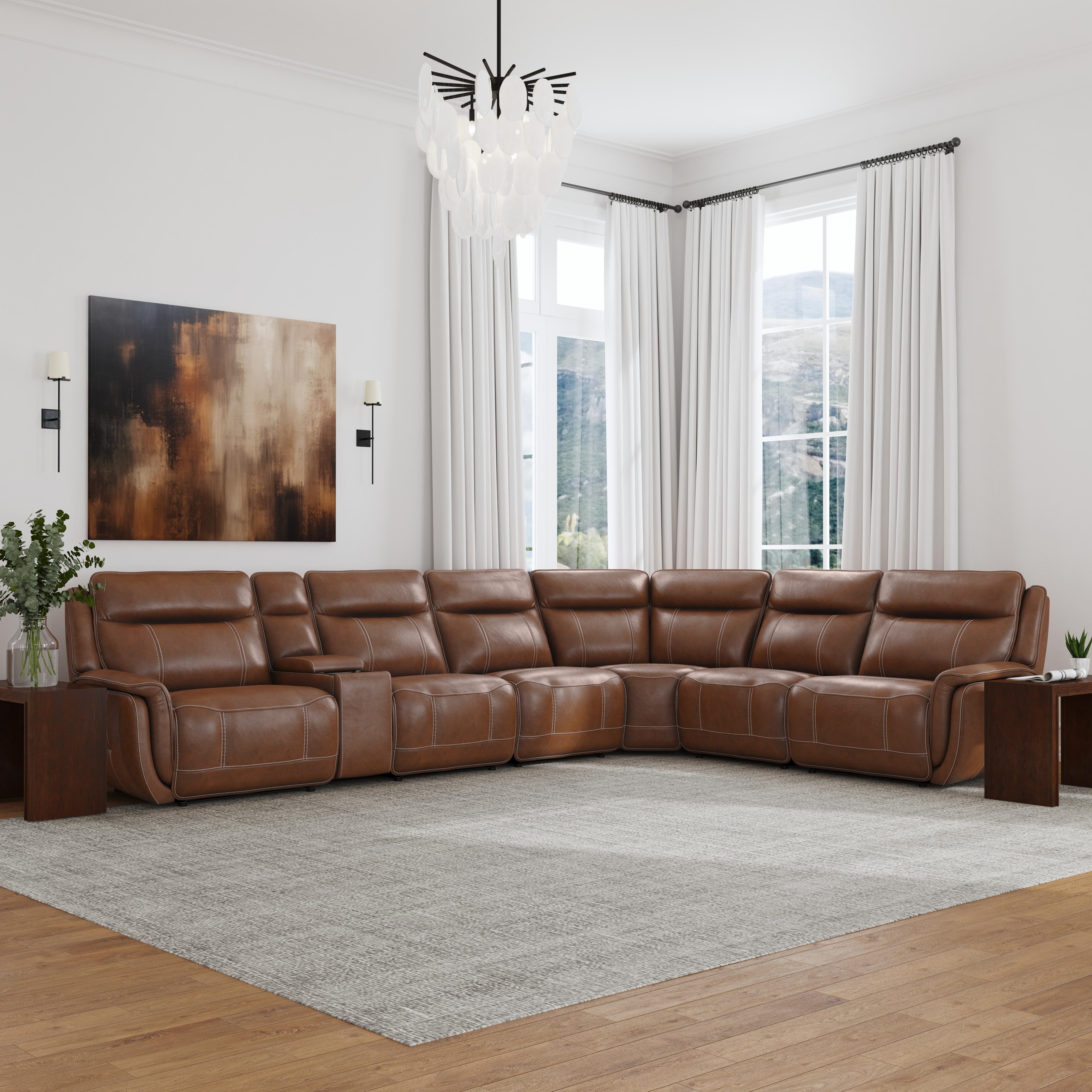 Flexsteel Living Room Power Reclining Sectional with Power Headrests ...