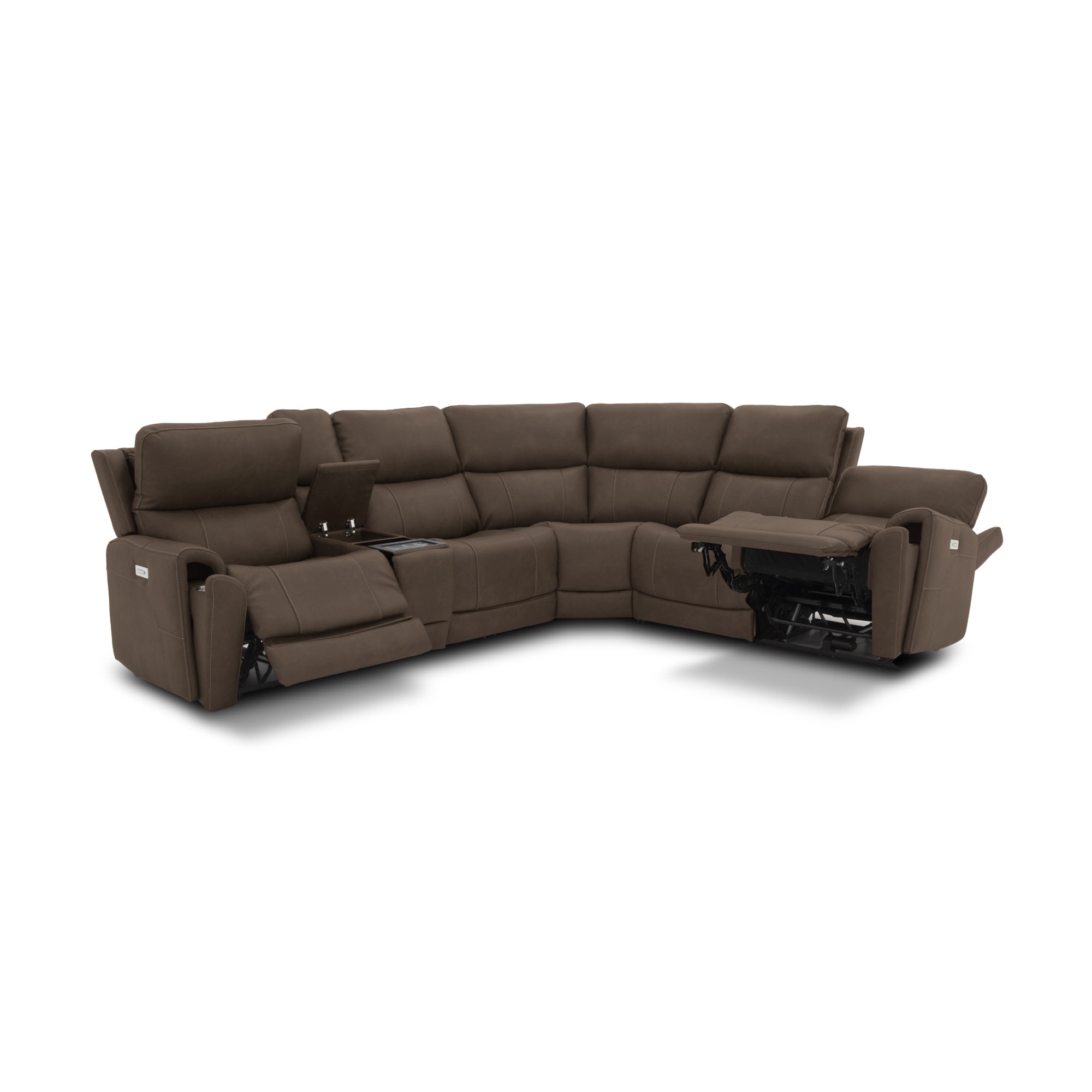 Flexsteel Living Room Power Reclining Sectional with Power Headrests ...