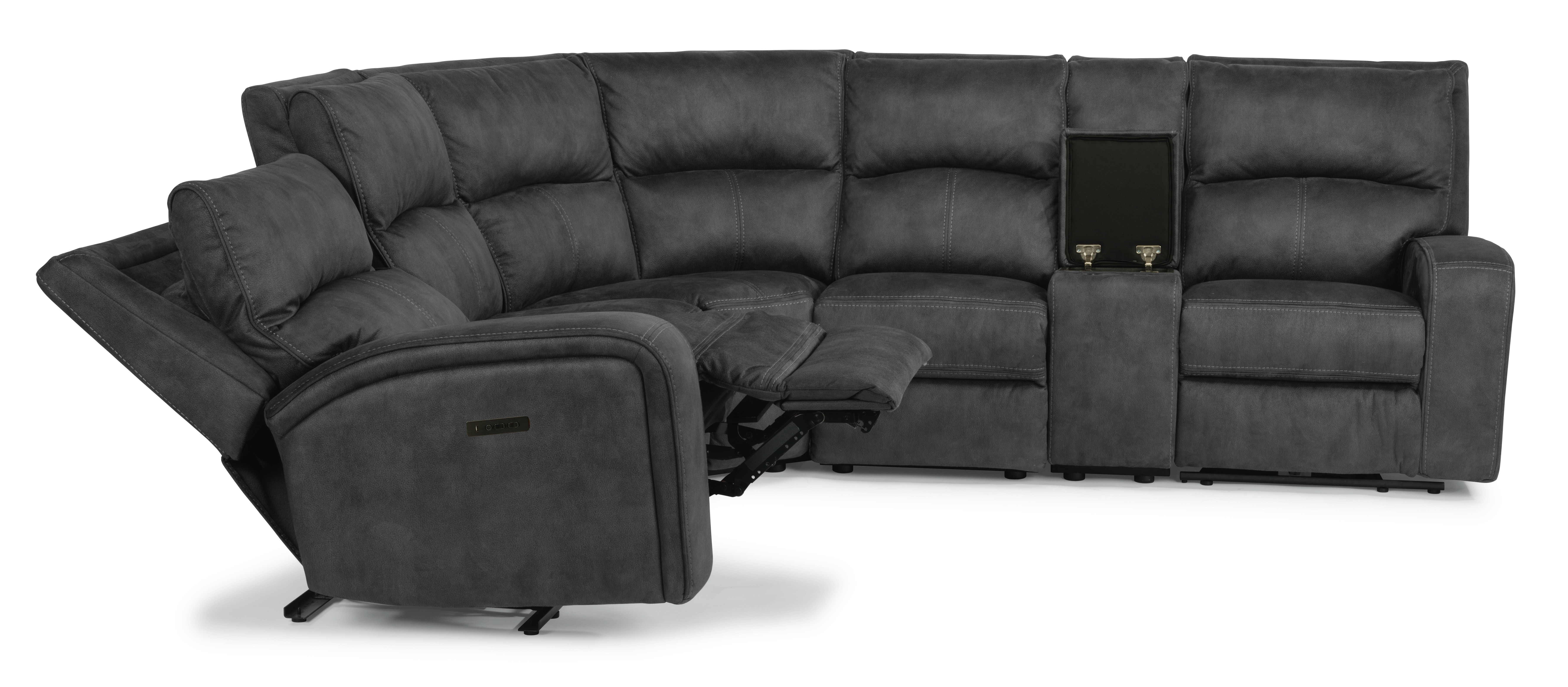Flexsteel Living Room Power Reclining Sectional with Power Headrests ...
