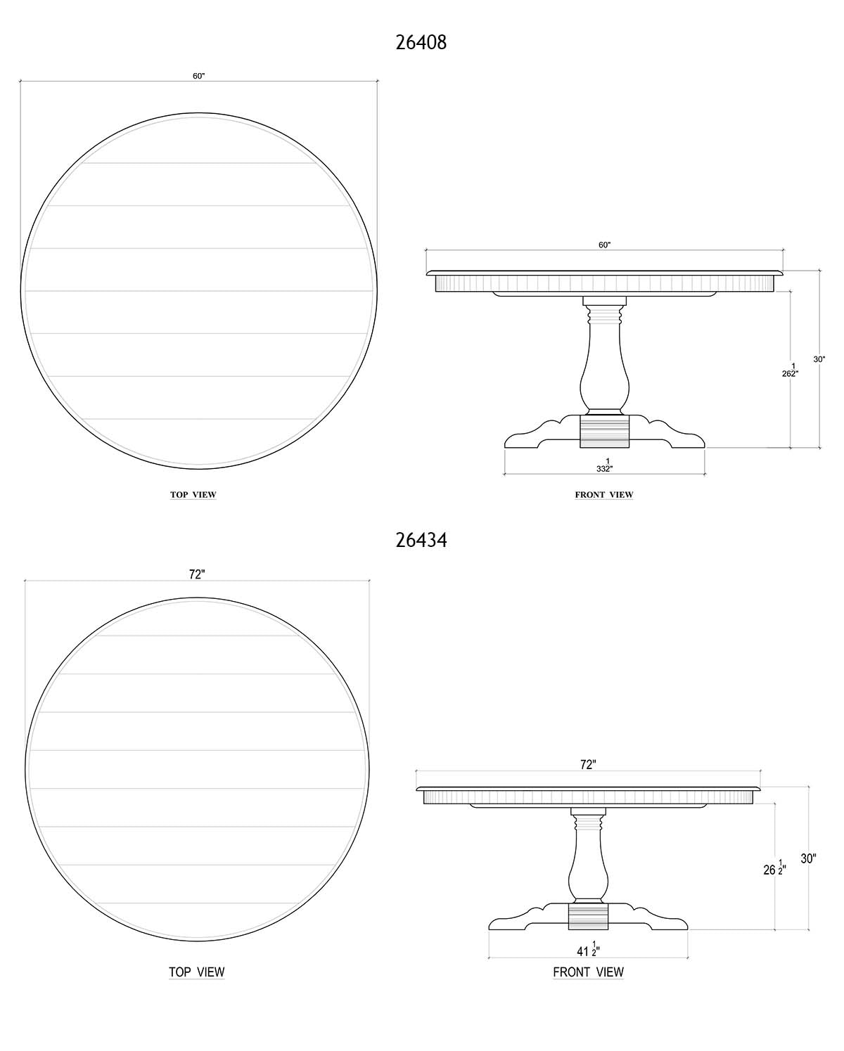 Bramble Casual Dining Trestle Round Dining Table 26408 | Hickory ...