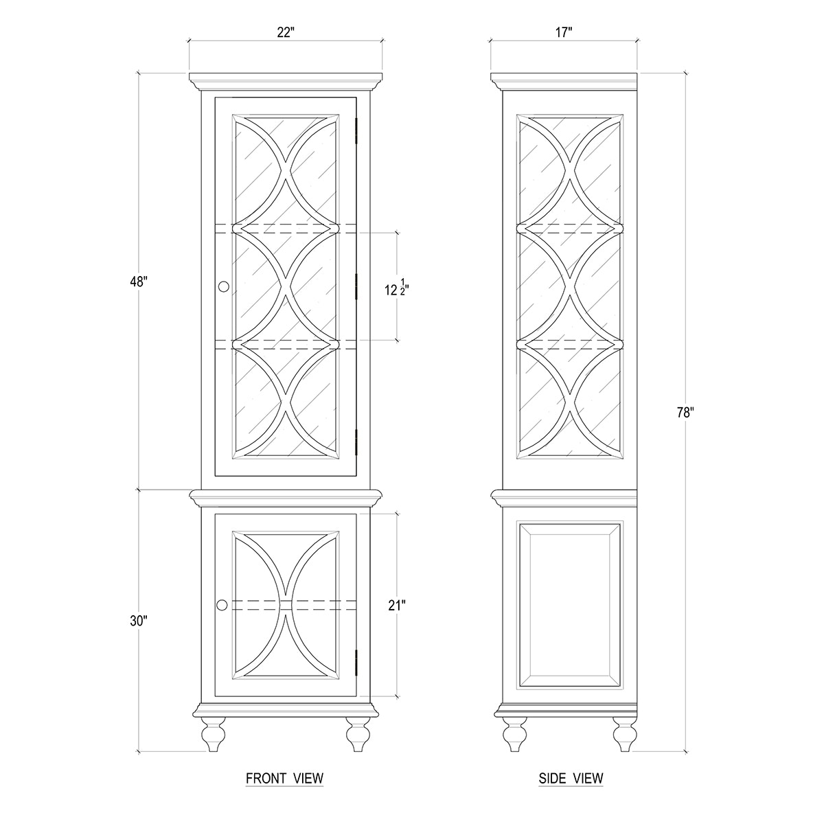Bramble Living Room Hamilton Display Cabinet Narrow 26901 | Hickory ...