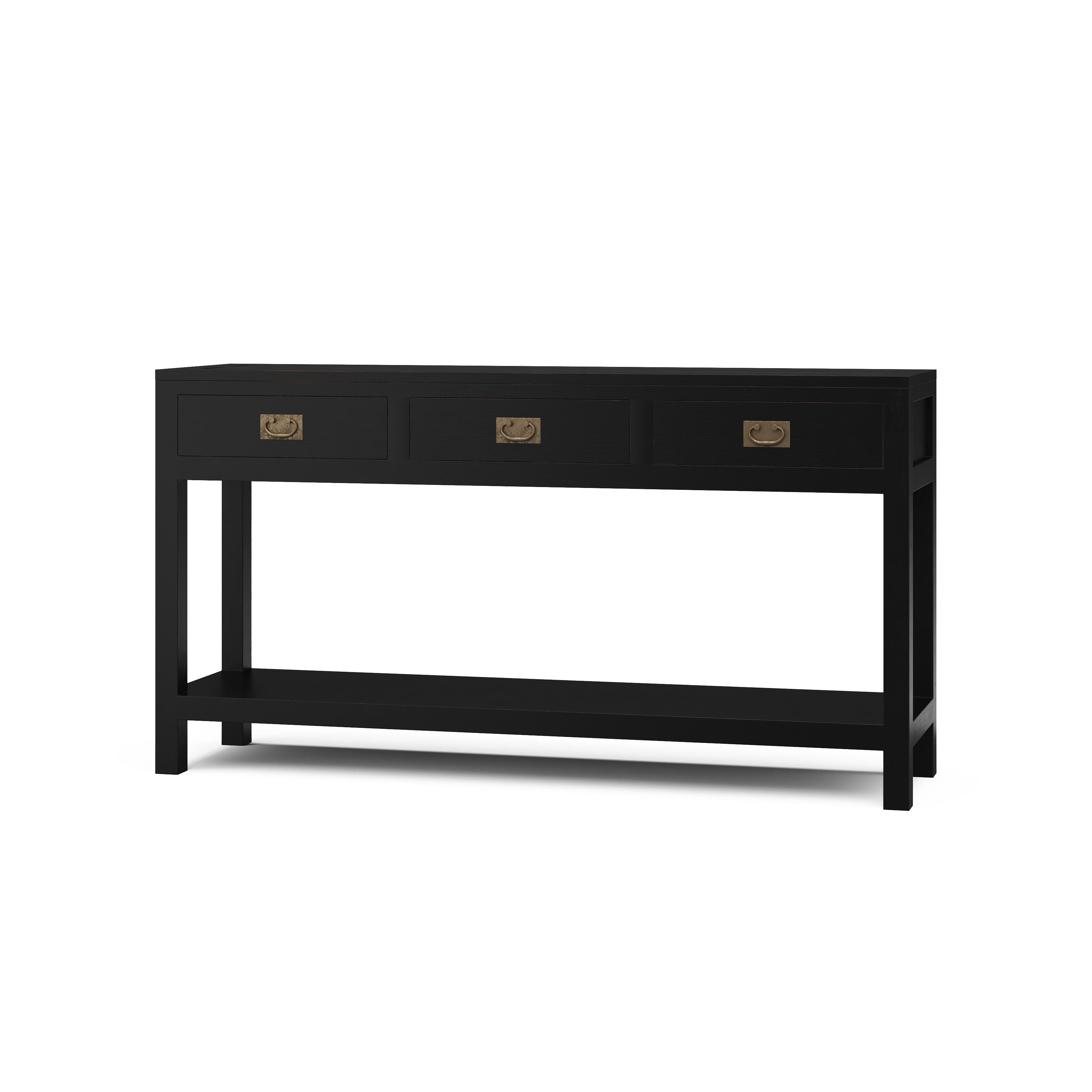 Bramble Living Room Kagu 3 Drawer Narrow Console 27863 | Hickory ...