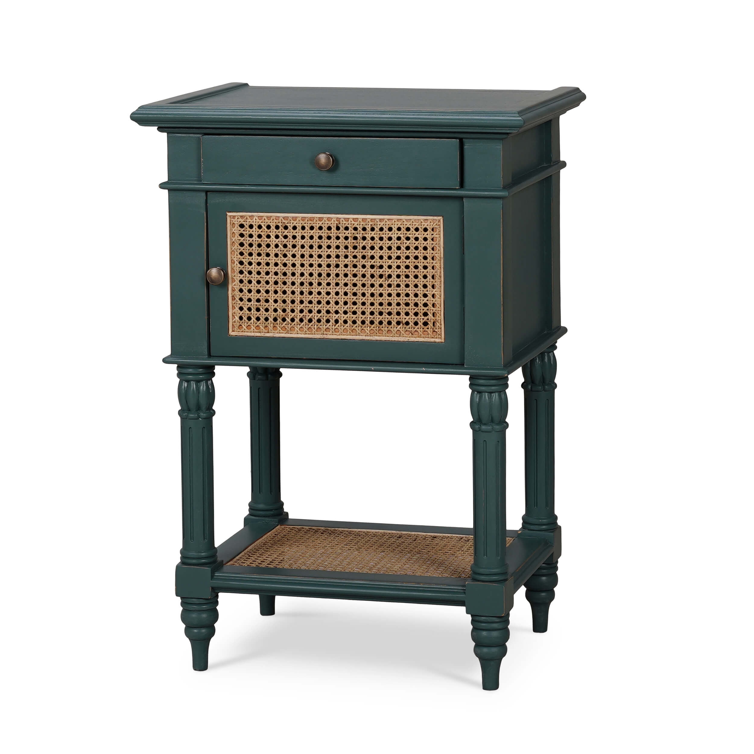 Bramble Living Room Montego Square End Table with Drawer and Rattan ...