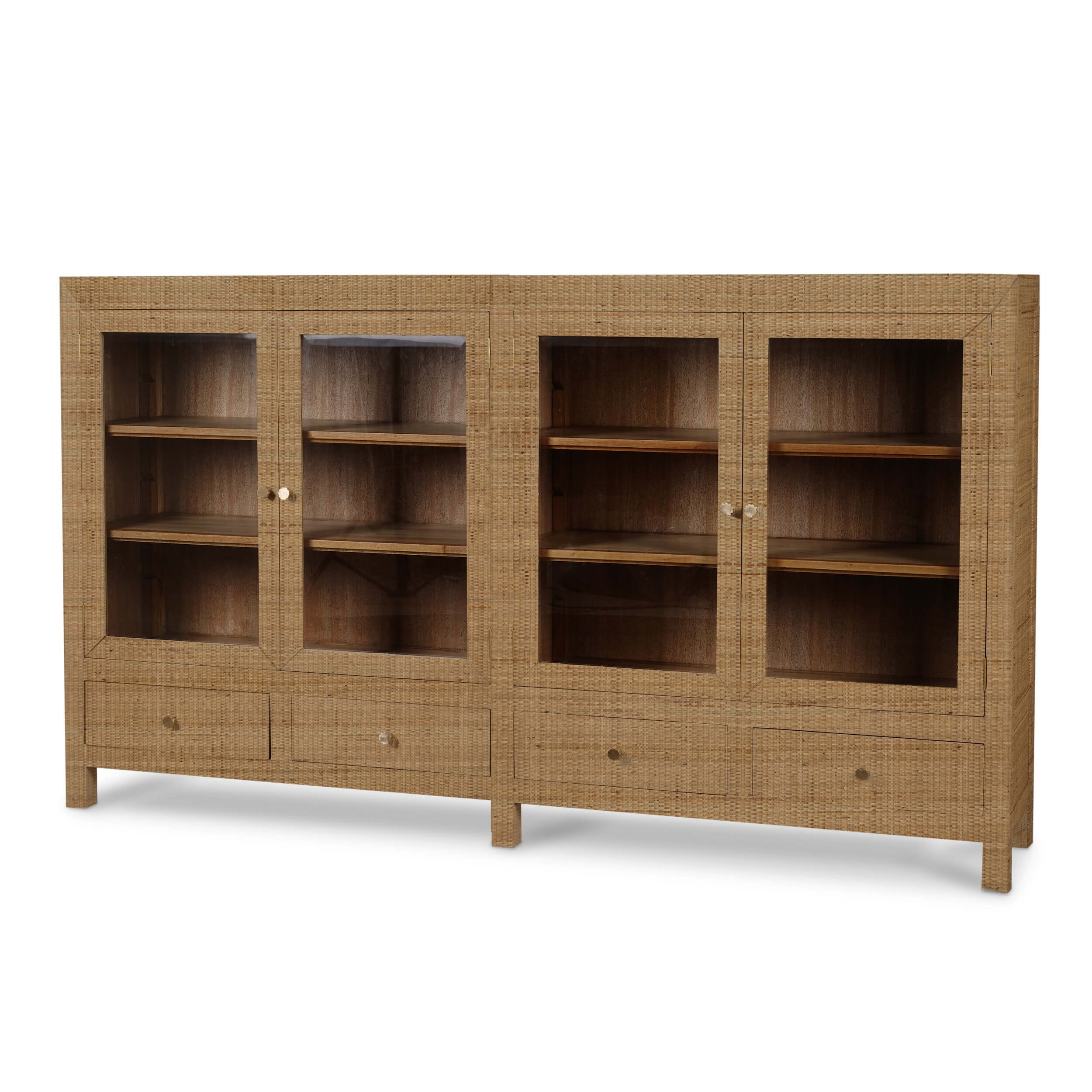 Bramble Casual Dining Kagu 4 Door Low Cabinet with Rattan 28148 ...
