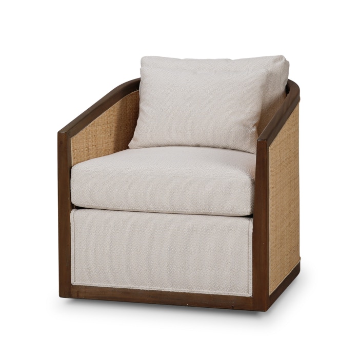 Bramble Living Room Willis Swivel Chair with Mahogany Frame and Rattan ...