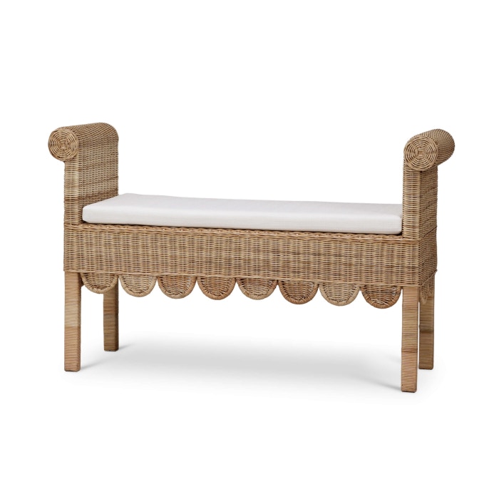 Bramble Living Room Newport Scalloped Rattan Bench 28447 | Hickory ...