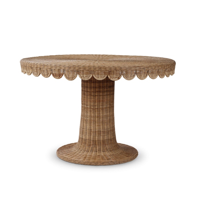Bramble Casual Dining Scalloped Round Rattan Dining Table 48" with ...