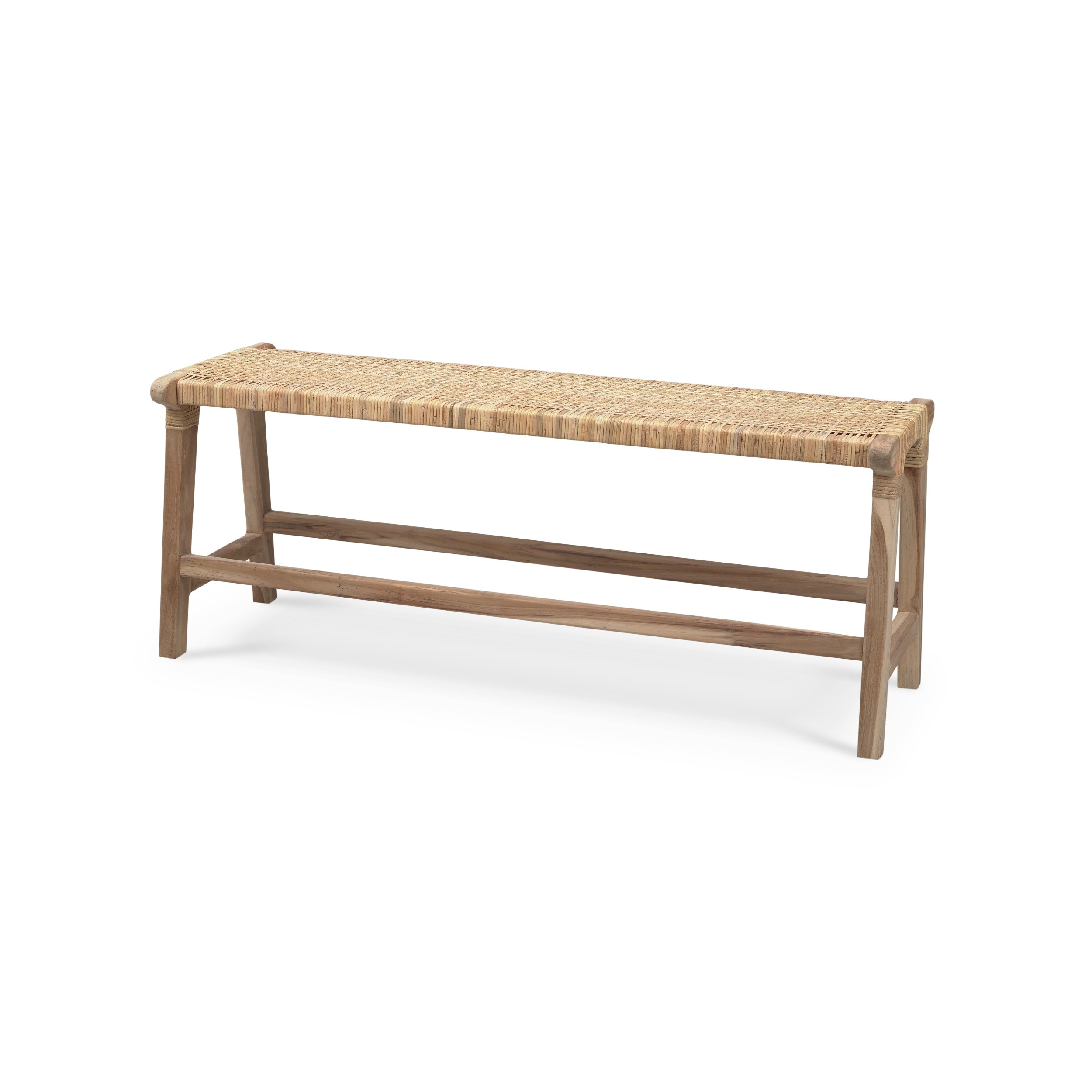 Bramble Living Room Logan Bench with Rattan - Teak 85080 - Lenoir ...