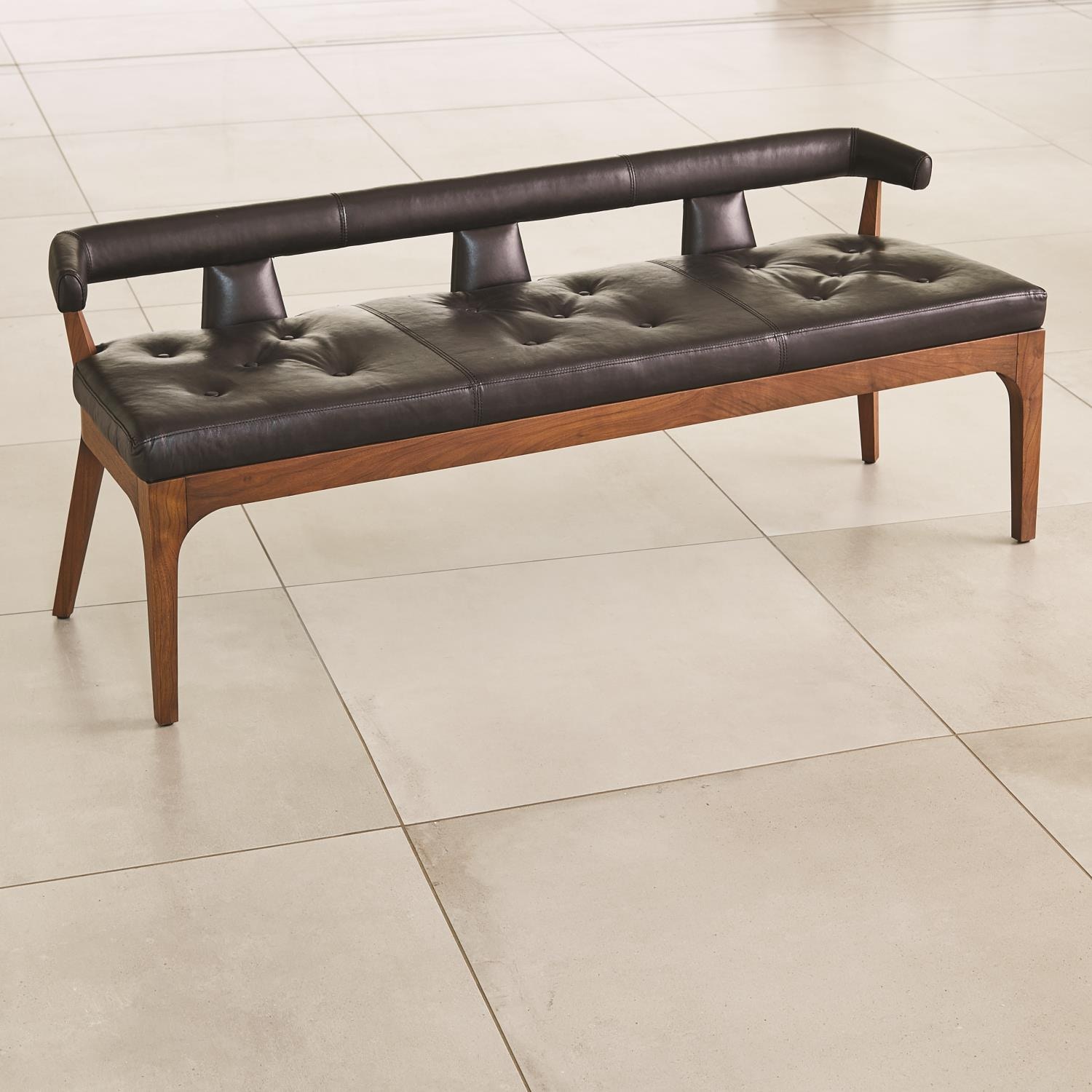 Global Views Living Room Moderno Bench-Black Marble Leather 2581 - Noel ...