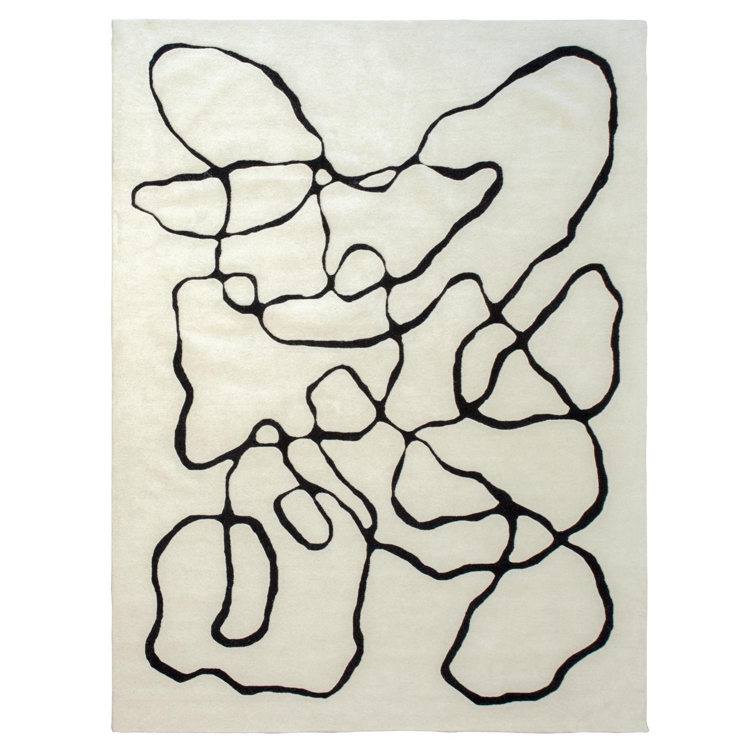 Global Views Area Rugs Squiggle Rug-Ivory/Black-9 X 12 WDSEH9185-GV ...