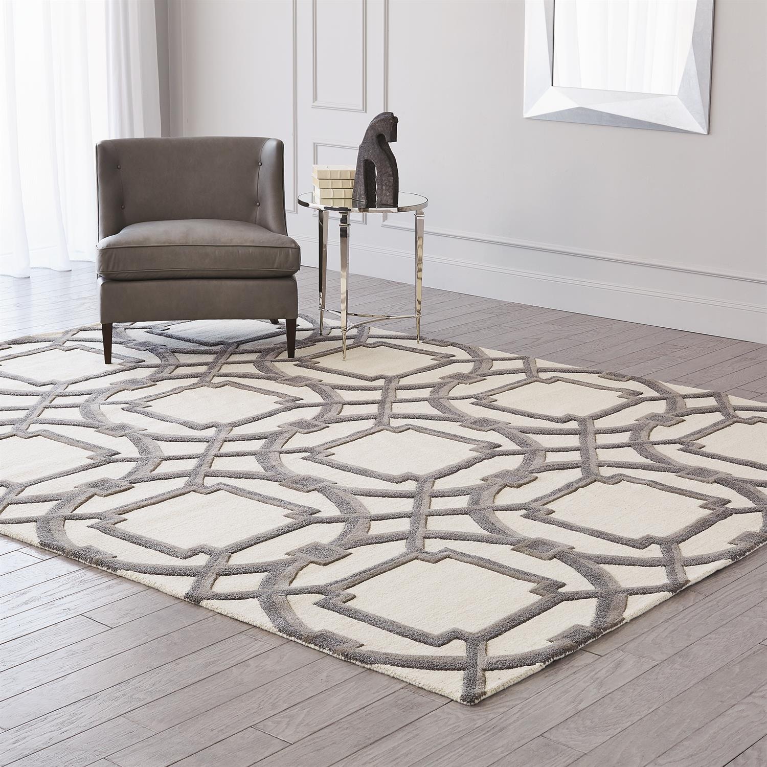 Global Views Area Rugs Arabesque Rug-Grey/Ivory-11 X 14 9.93604 ...