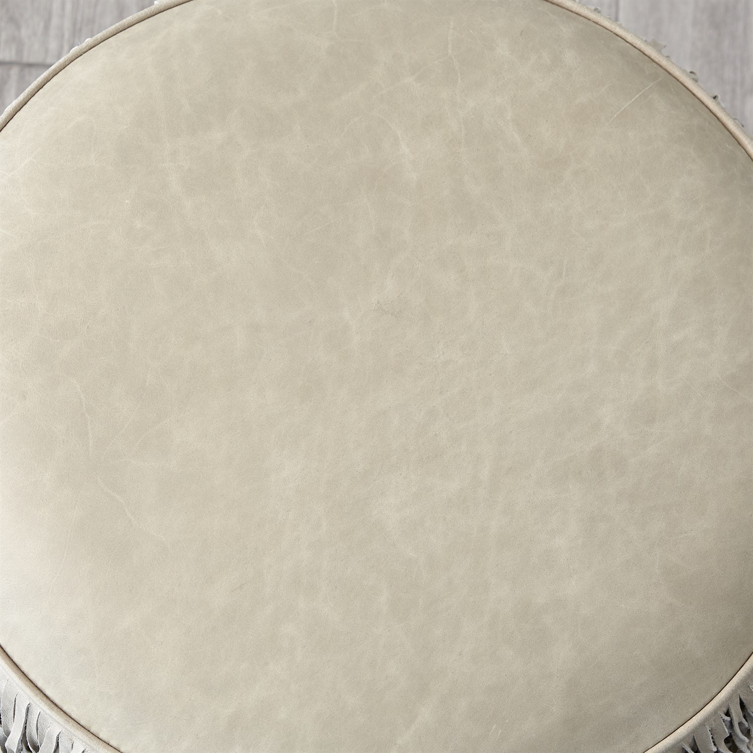 Global Views Living Room Fringe Ottoman-Light Grey Marble Leather ...