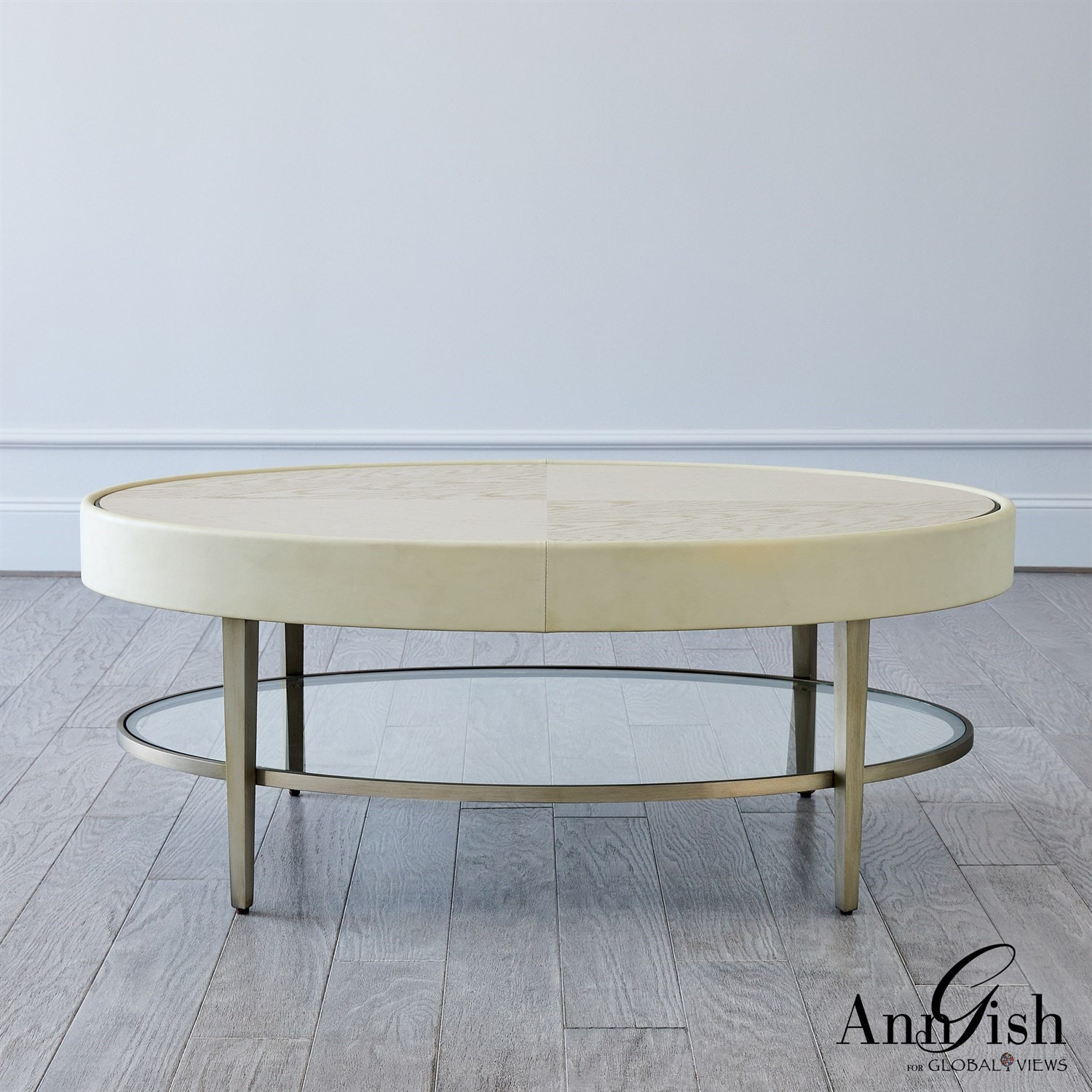 Global Views Living Room Ellipse Cocktail Table-Ivory AG2.20014 - White ...