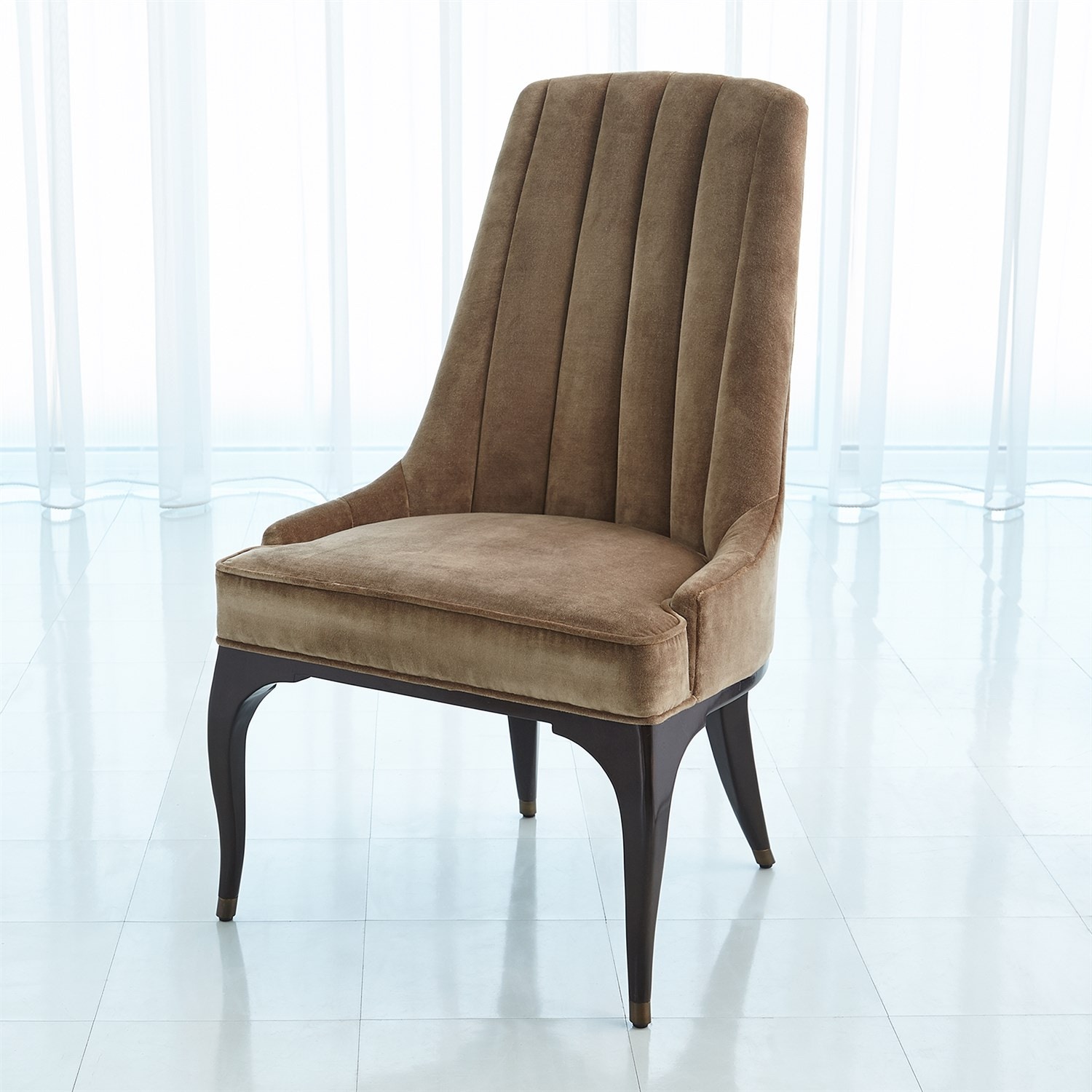Global Views Casual Dining Channel Tufted Dining Chair-Mushroom 2724 ...