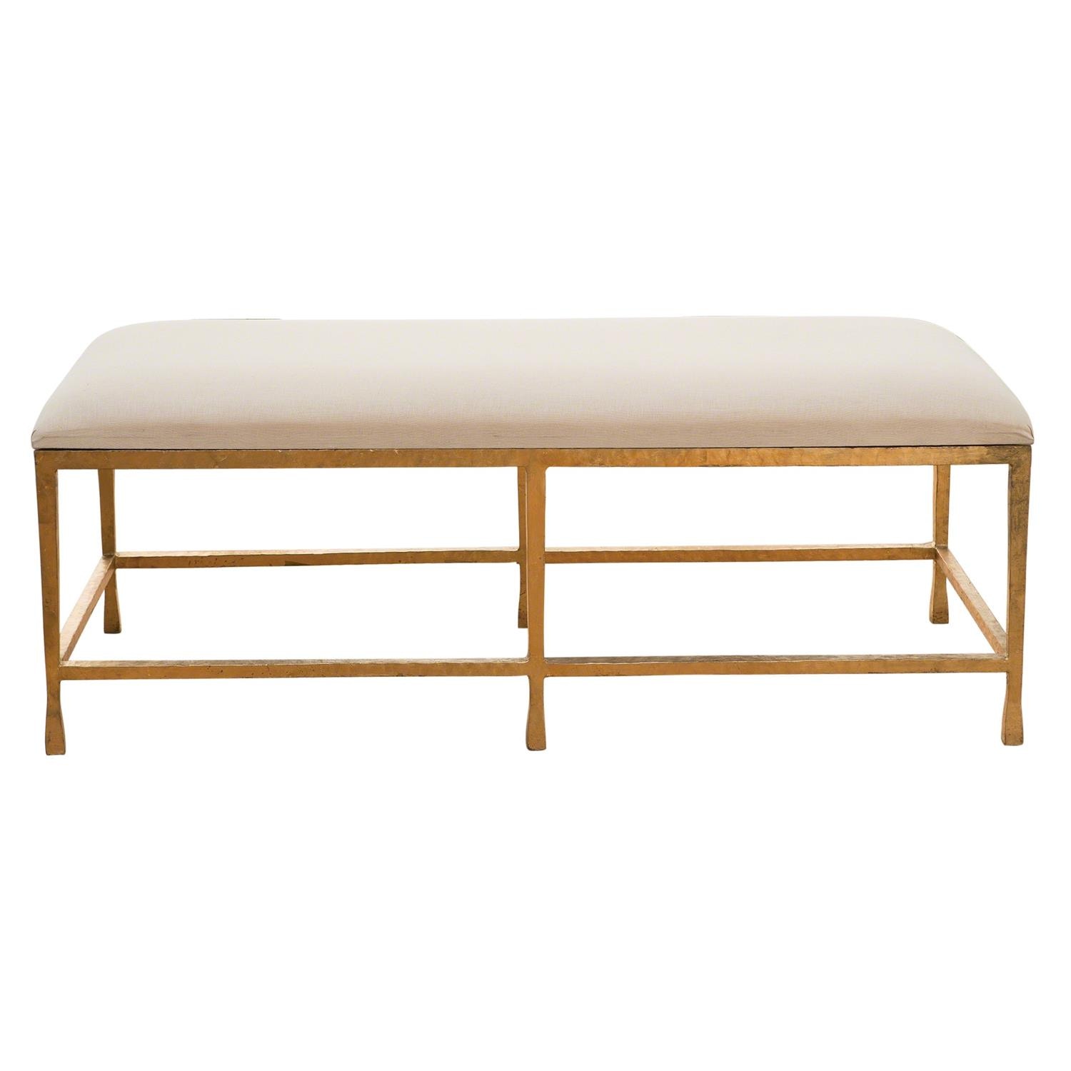 Global Views Living Room Quad Pod Bench with Muslin Cushion-Gold Leaf 7 ...