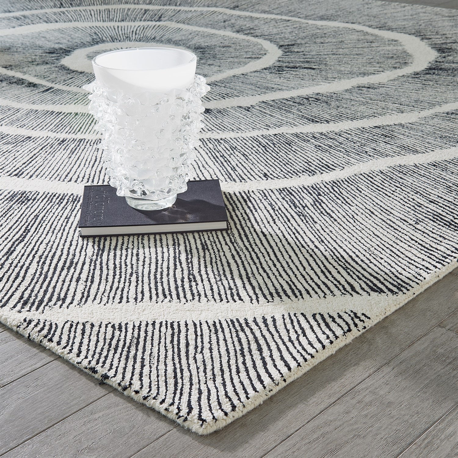 Global Views Area Rugs Burst Rug-Ivory/Black-12 X 18 7.91604 ...