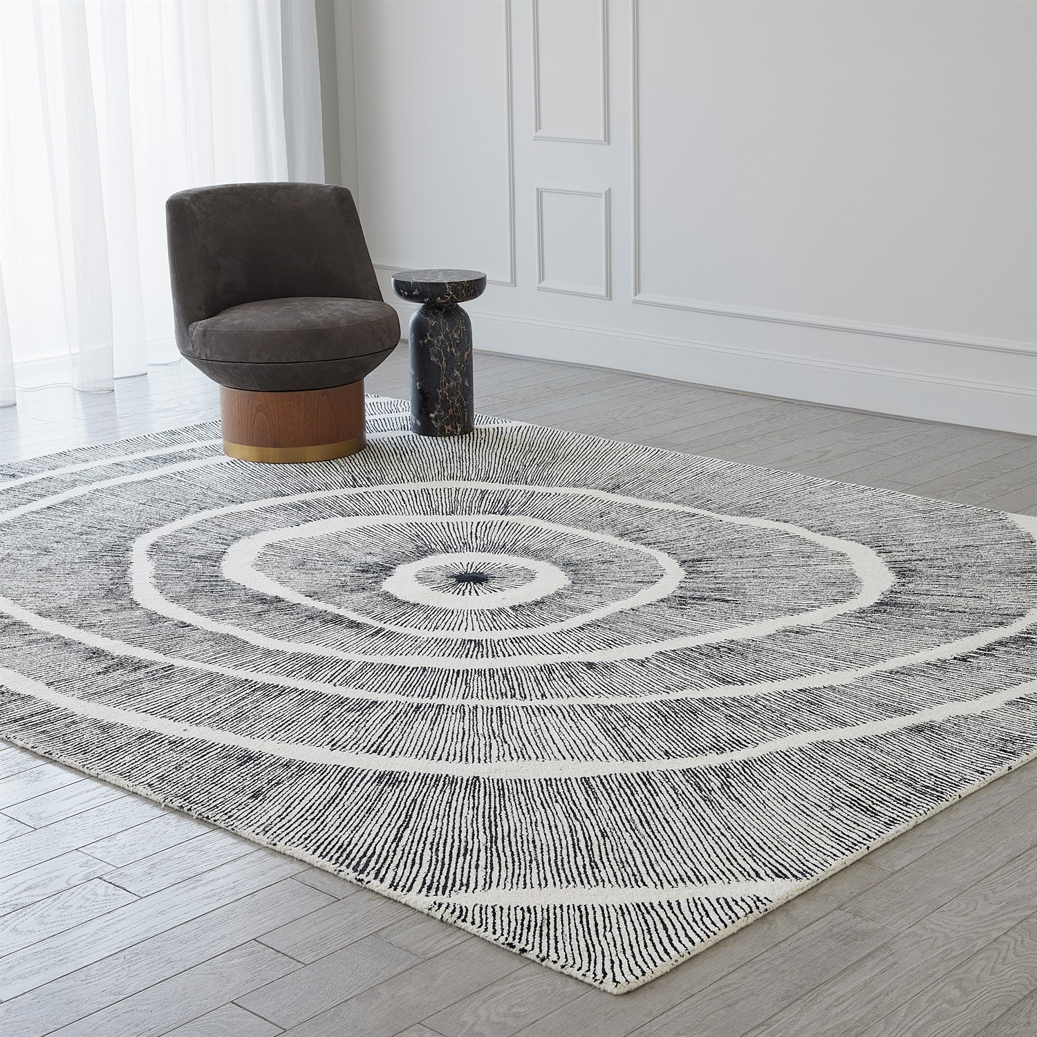 Global Views Area Rugs Burst Rug-Ivory/Black-12 X 18 7.91604 ...