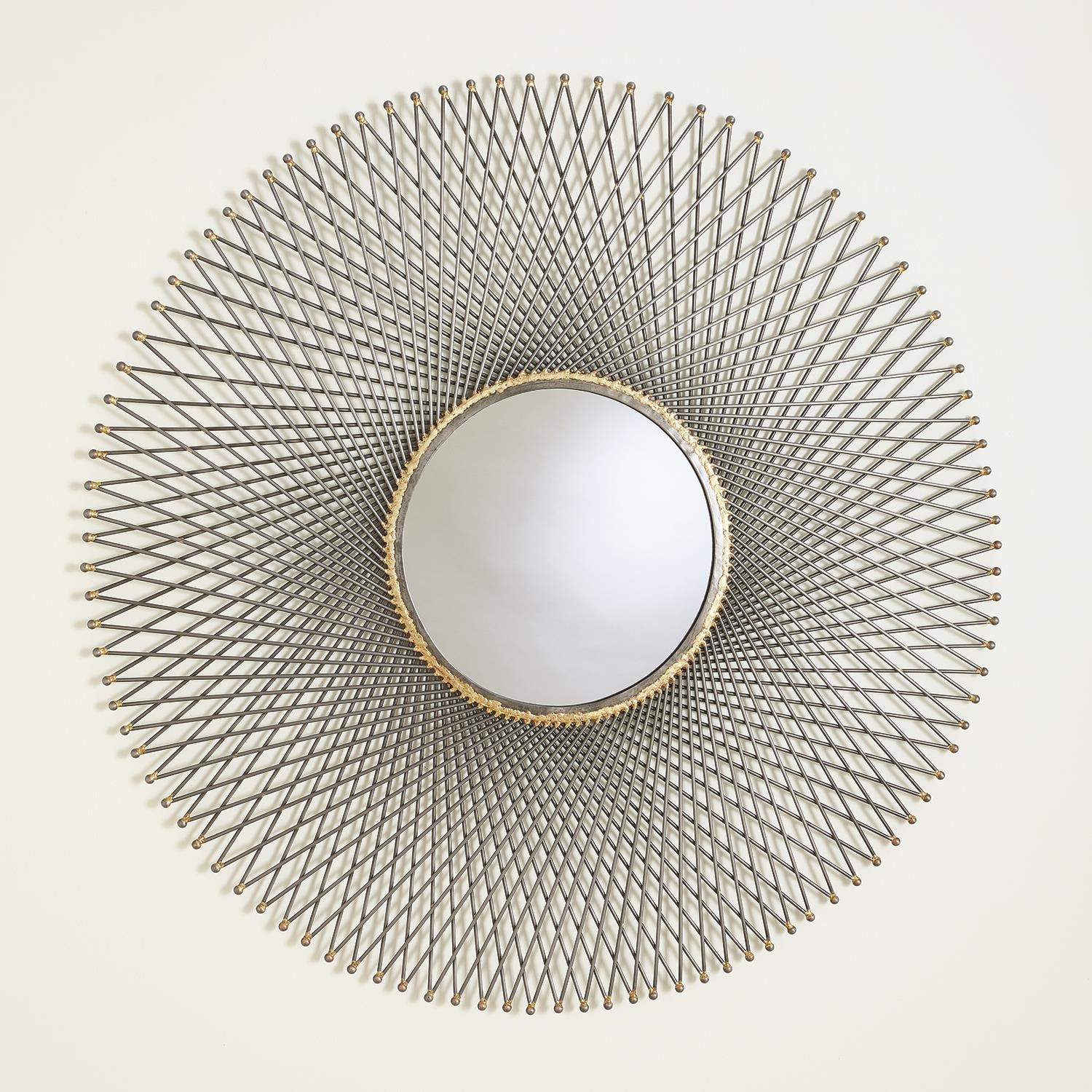 Global Views Mirrors Spokes Mirror With Ball Points Natural Iron Sm