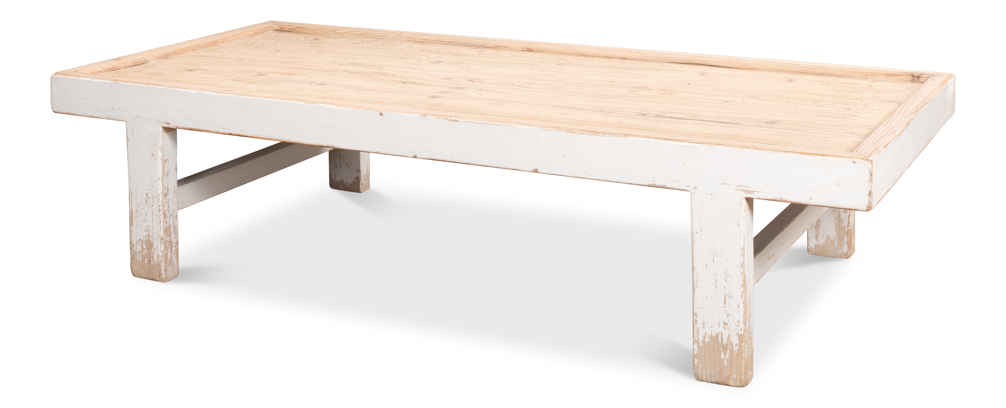 Large Wood Panel Coffee Table Ant. White