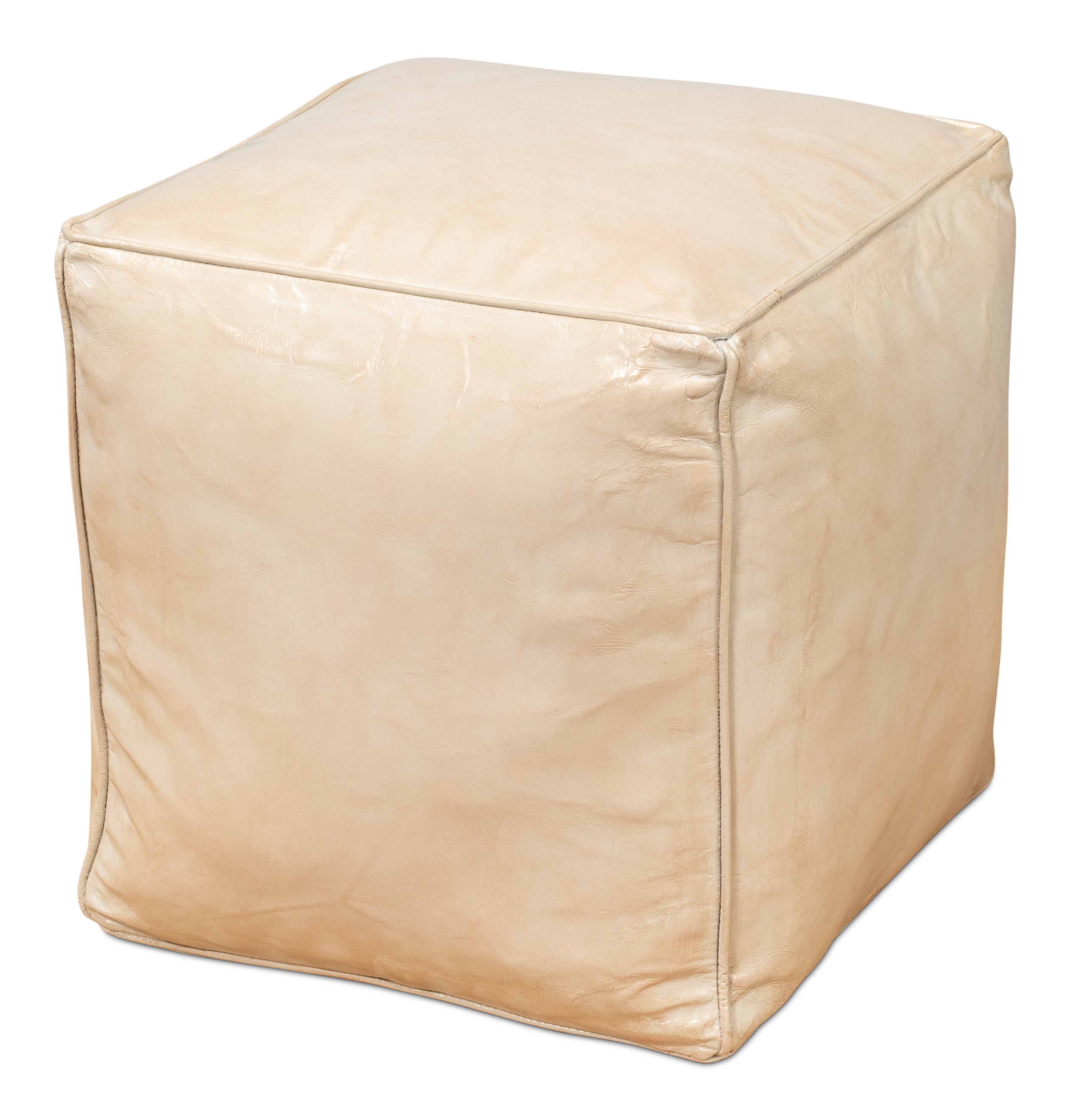 Leather cube pouf store