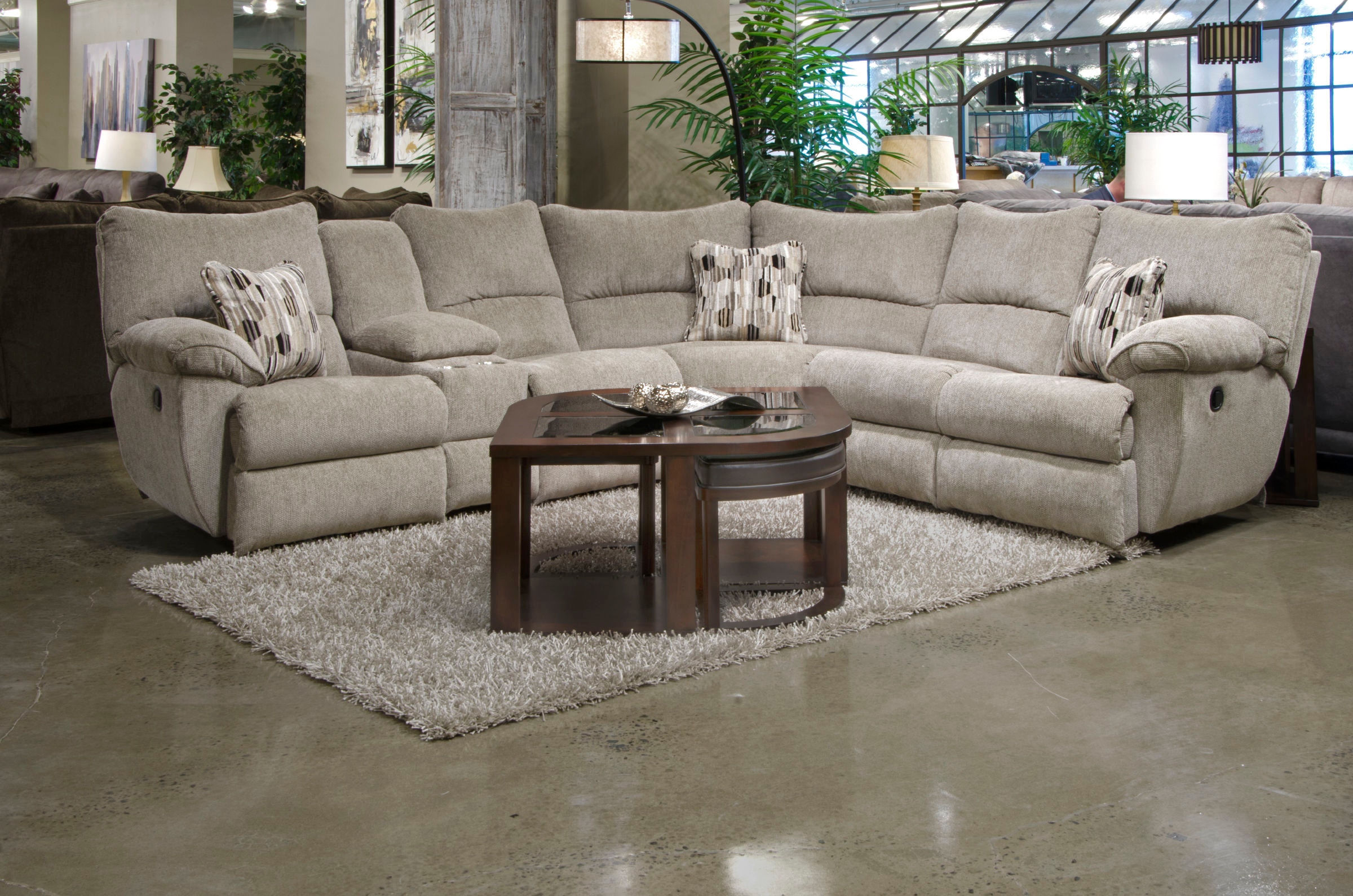 Catnapper Furniture Living Room Elliott Reclining Sectional 225-Pewter ...