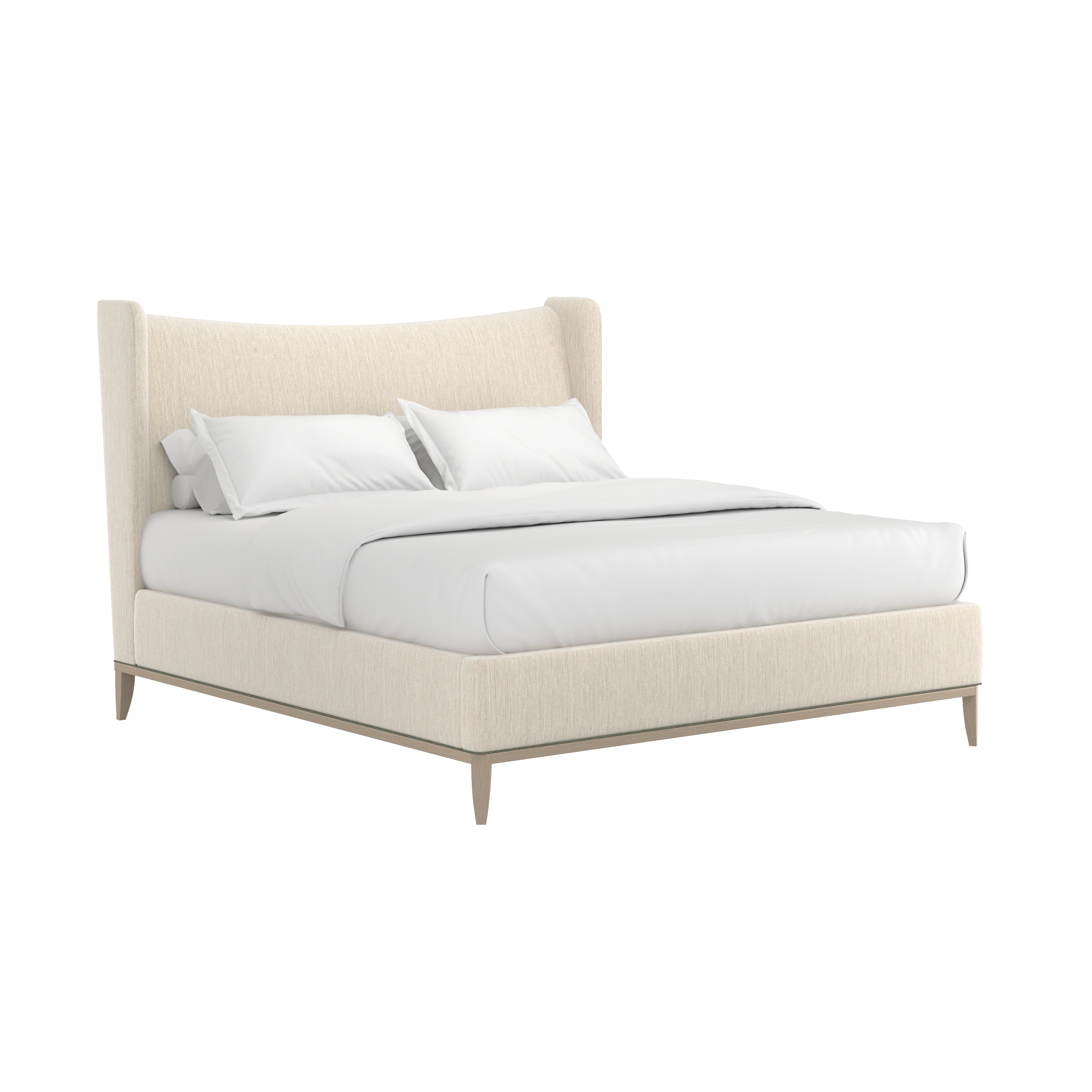 ART Furniture Bedroom Edwin Queen Wing Shelter Upholstered Bed -Creme ...