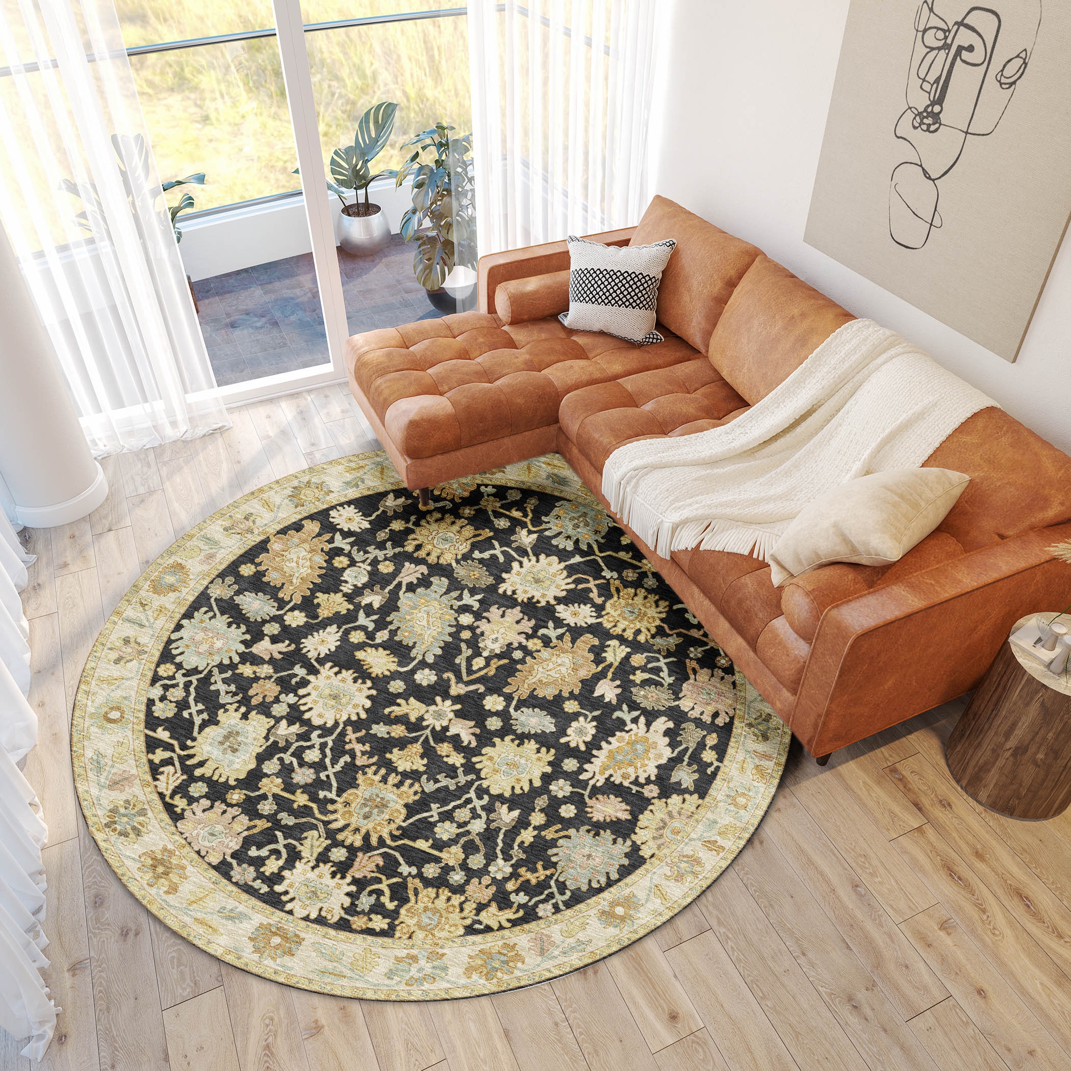 Dalyn Rug Company Area Rugs Luxury Washable Hatay HY2 Black 8' x 8 ...