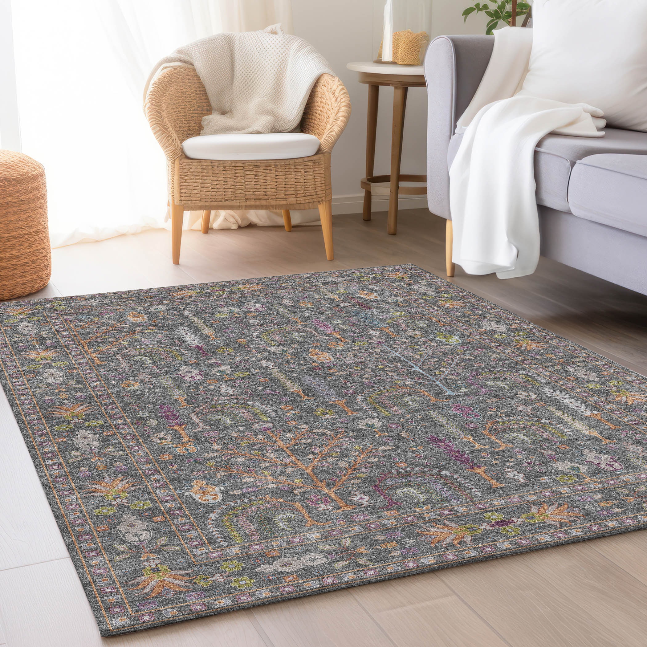 Dalyn Rug Company Area Rugs Luxury Washable Hatay HY5 Gray 5' x 7'6 ...