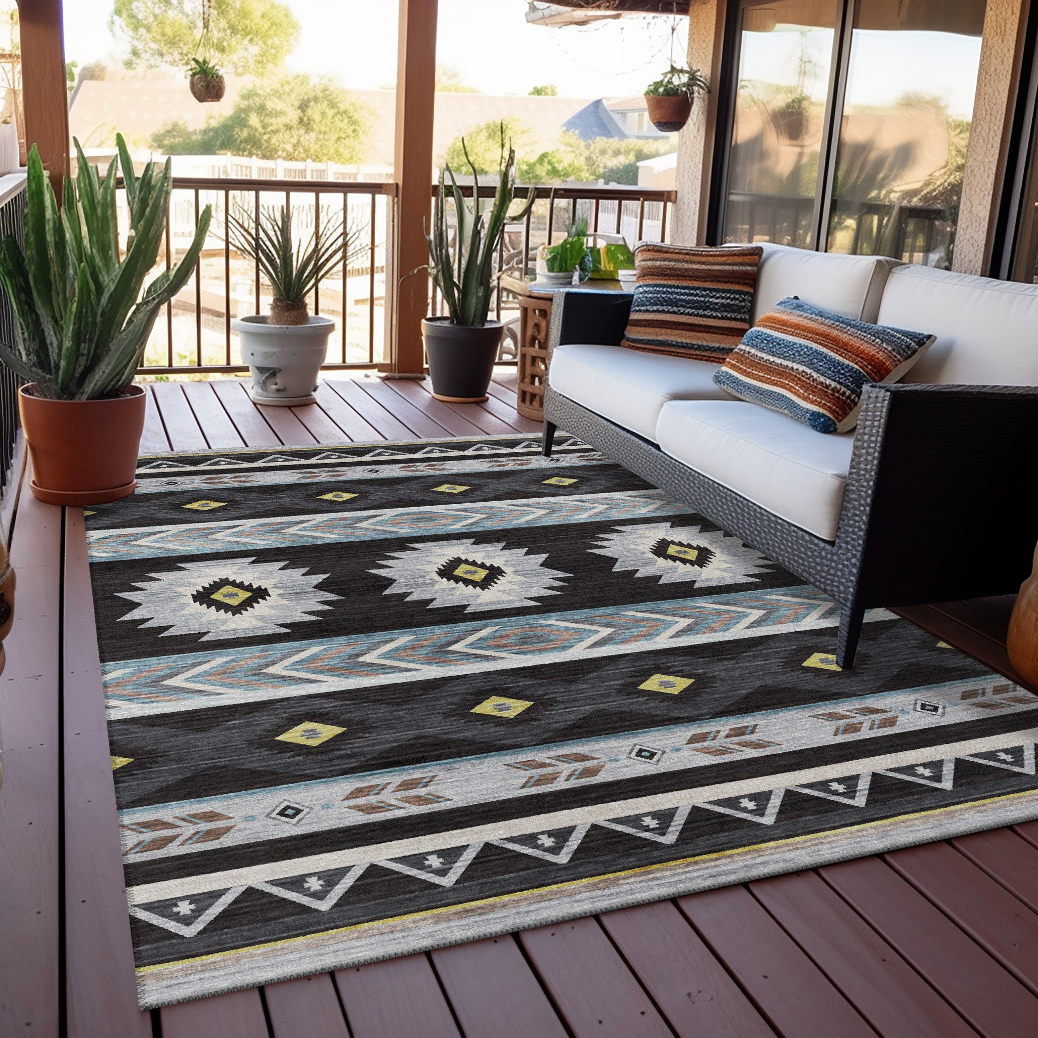 Dalyn Rug Company Area Rugs Indoor/Outdoor Phoenix PH3 Black Washable 3 ...