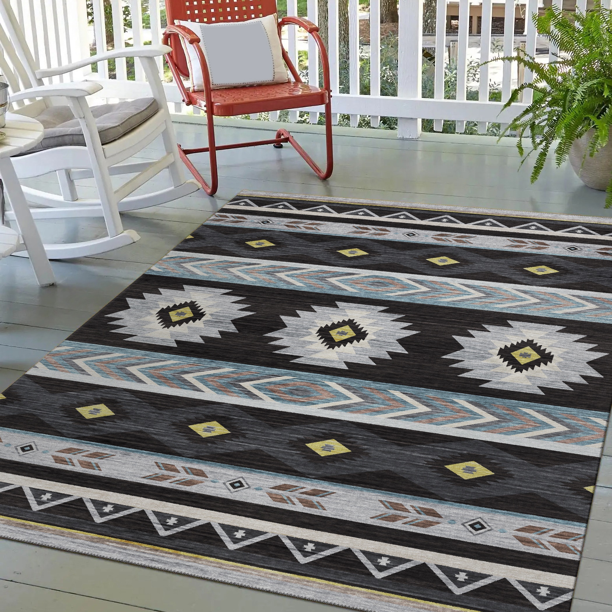 Dalyn Rug Company Area Rugs Indoor/Outdoor Phoenix PH3 Black Washable 3 ...