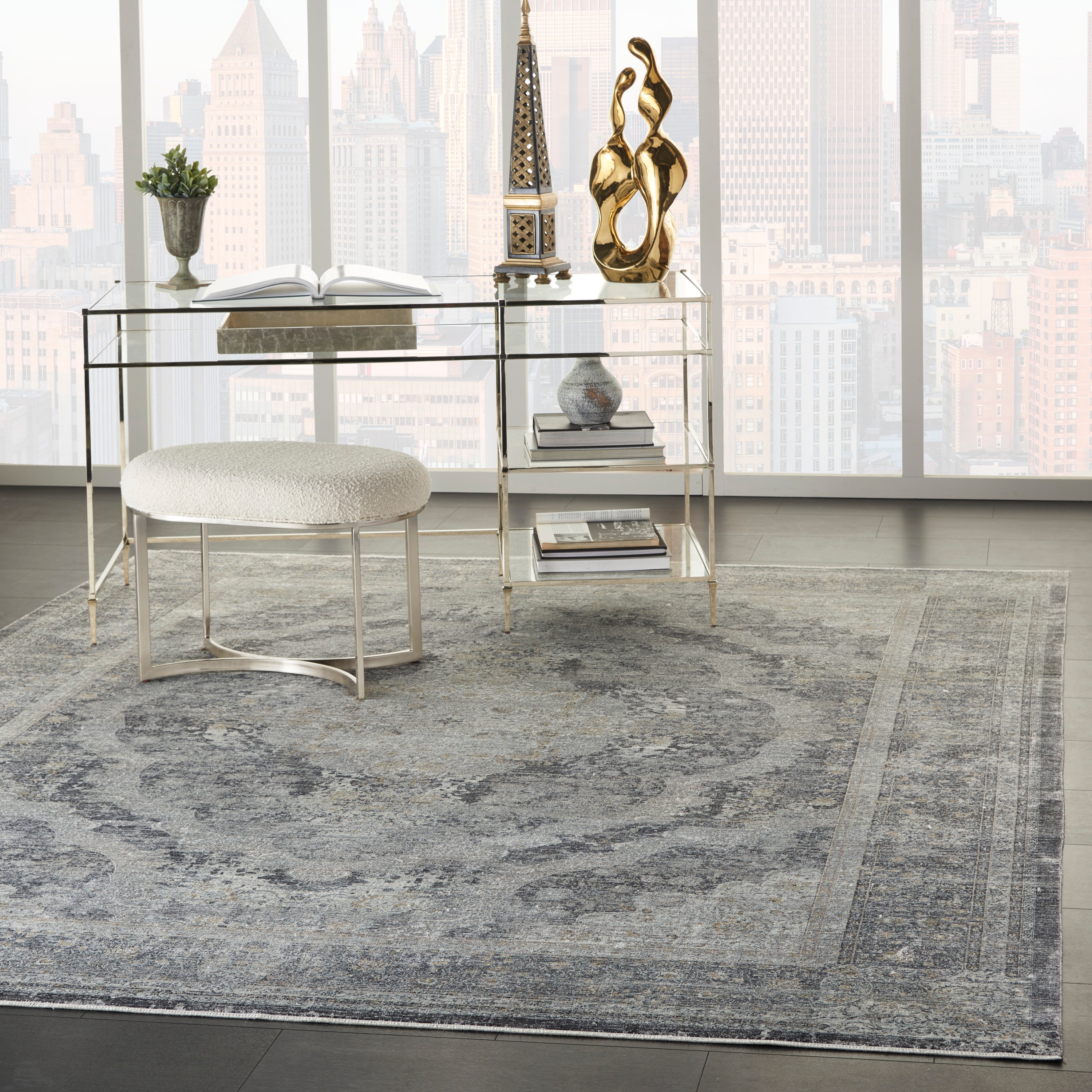 Nourison Home Area Rugs Starry Nights 10' x 13' Charcoal and Cream ...