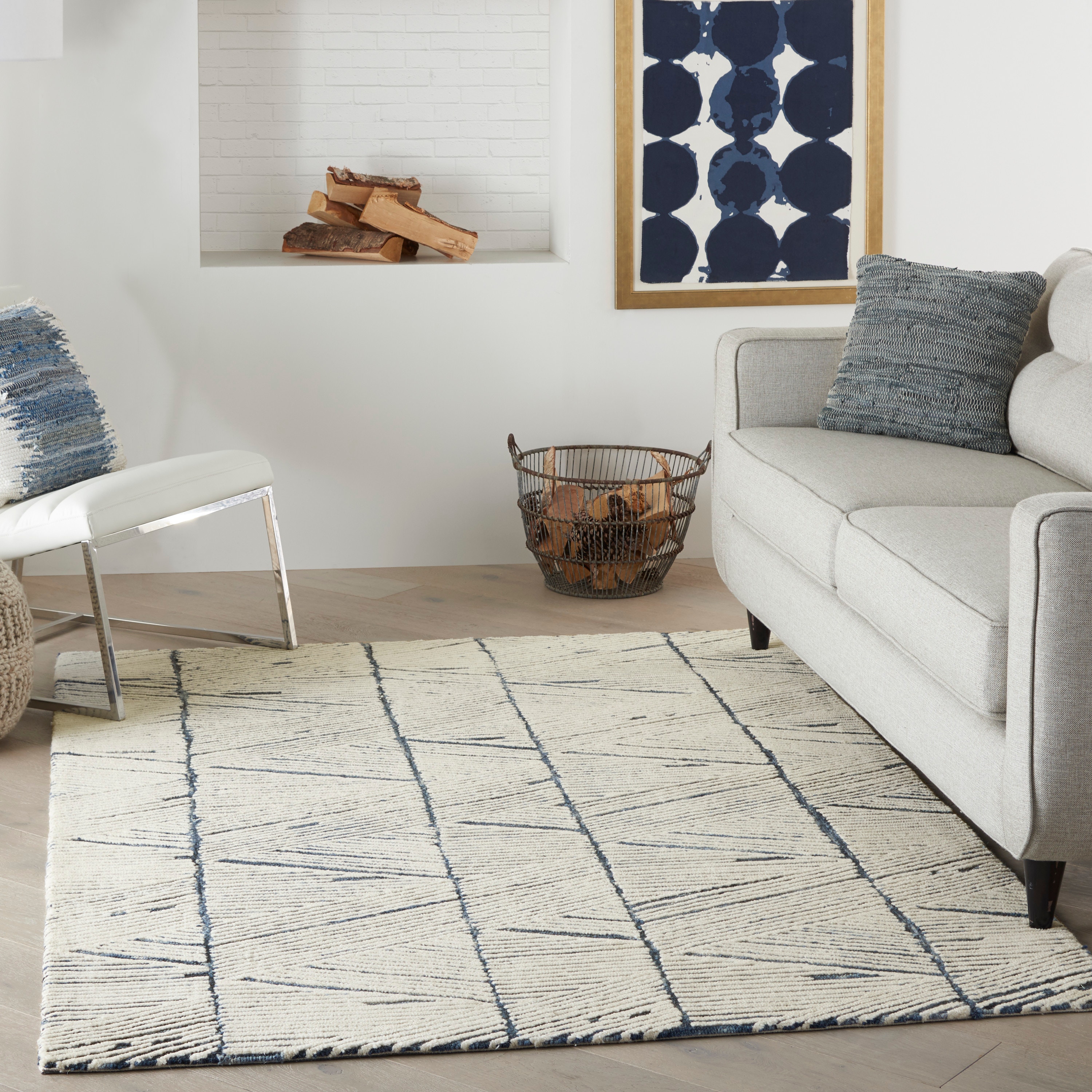 Nourison Home Area Rugs Colorado 4' x 6' White Blue Area Rug ...