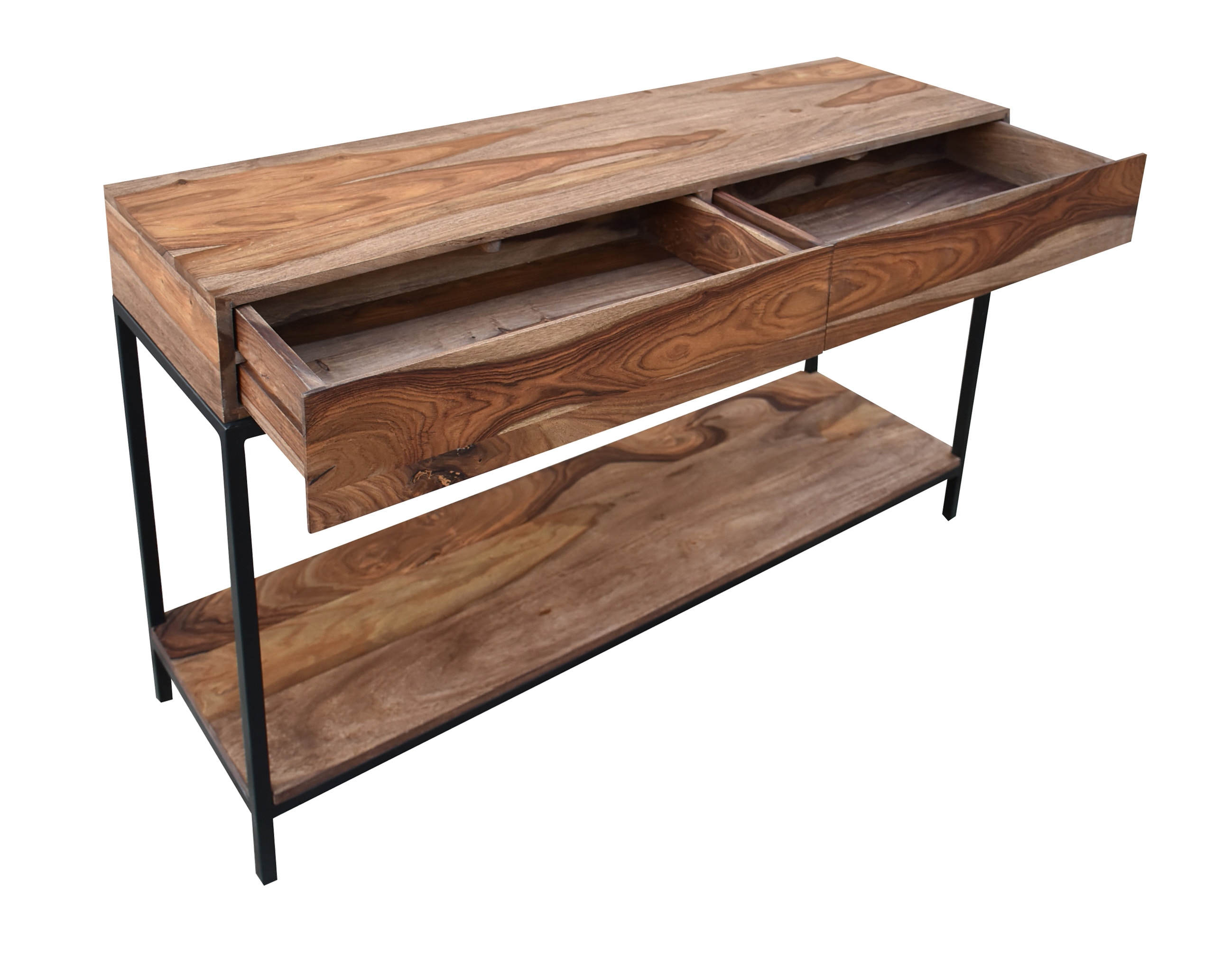 Coast2Coast Home Living Room Mercer Rustic 2 Drawer Console Sofa Table with Shelf Natural Finish